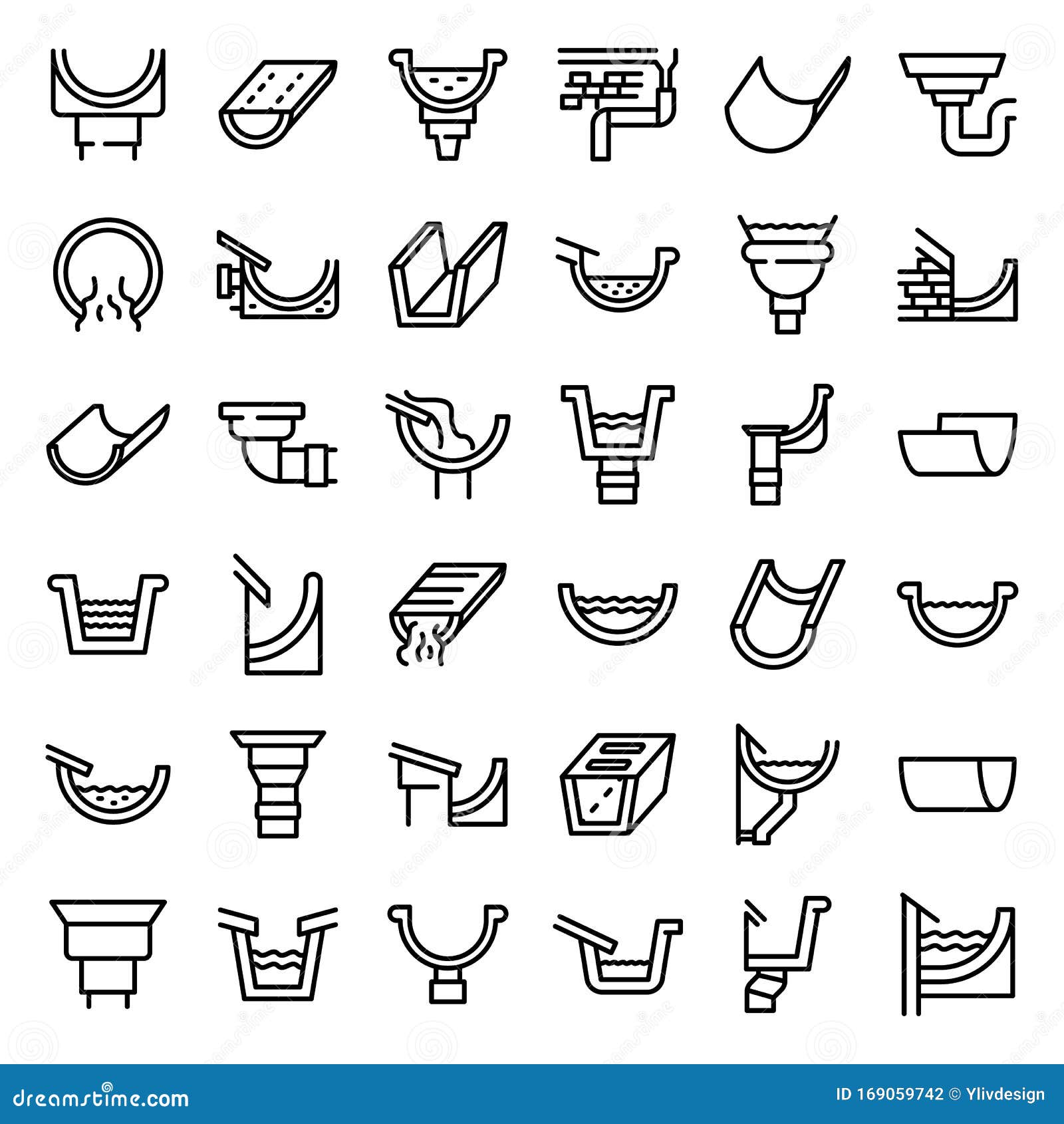 Gutter Icons Set Outline Style Stock Vector Illustration Of Design