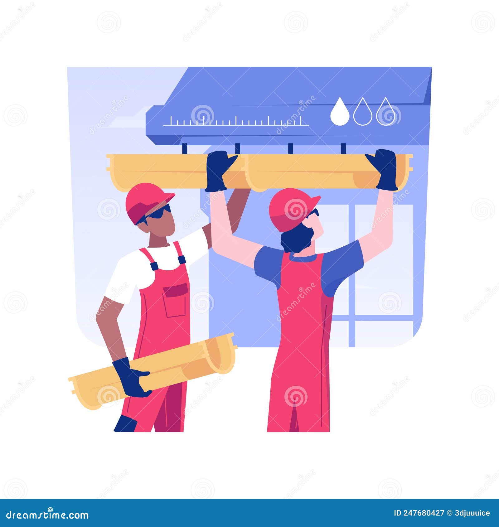 Gutter Installation Isolated Concept Vector Illustration. Stock Vector ...