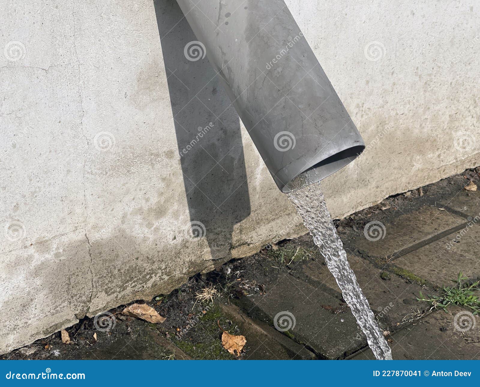 Gutter Pipe Line after Rain with Water Drainage. Drain Pipe. Stock ...