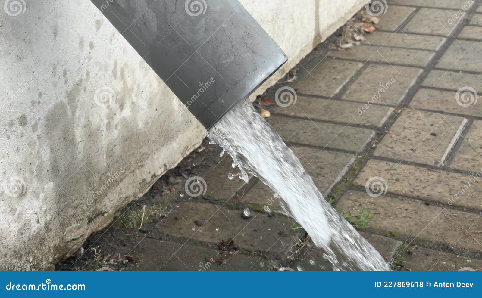 Gutter Pipe Line after Rain with Water Drainage. Drain Pipe. Stock ...