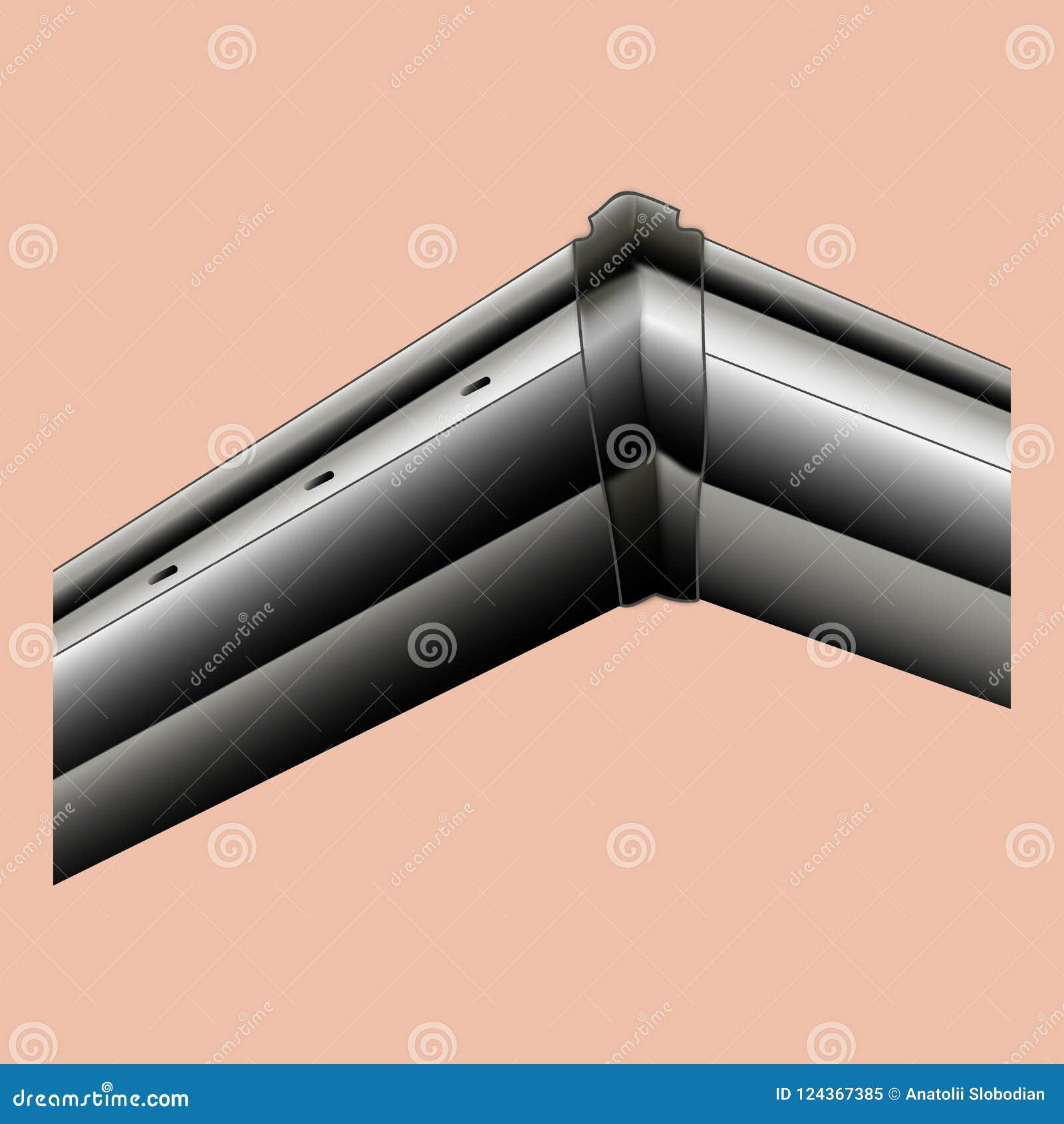 Plastic Gutter On The Roof Of The Building And Downpipe On The Wall ...