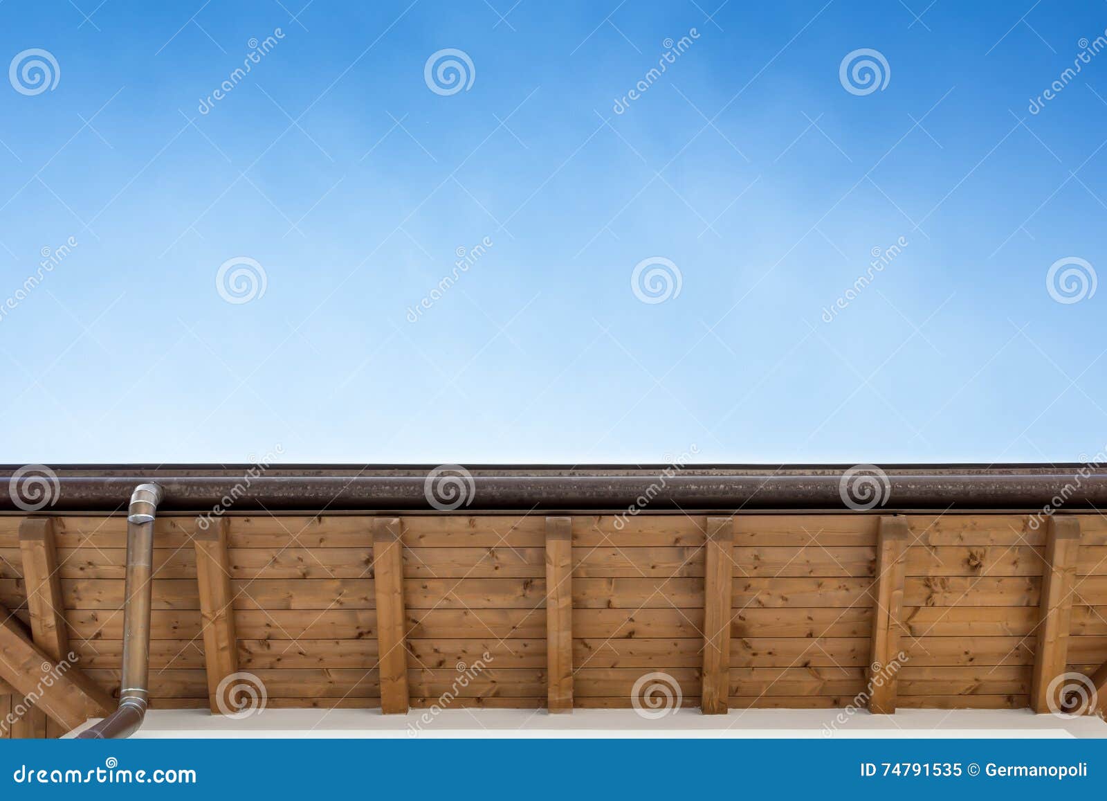 Gutter on the Roof Top of House Stock Image - Image of construction ...