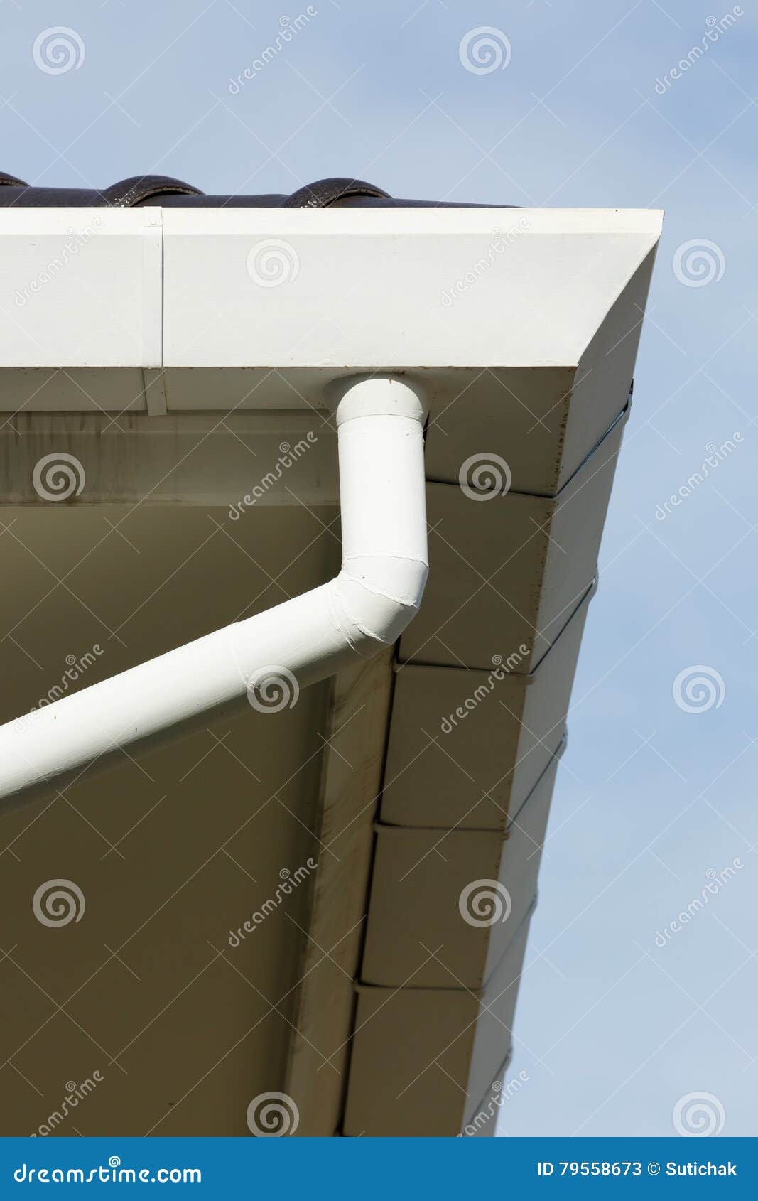 Gutter on Roof Top Residential Building Stock Image - Image of exterior ...