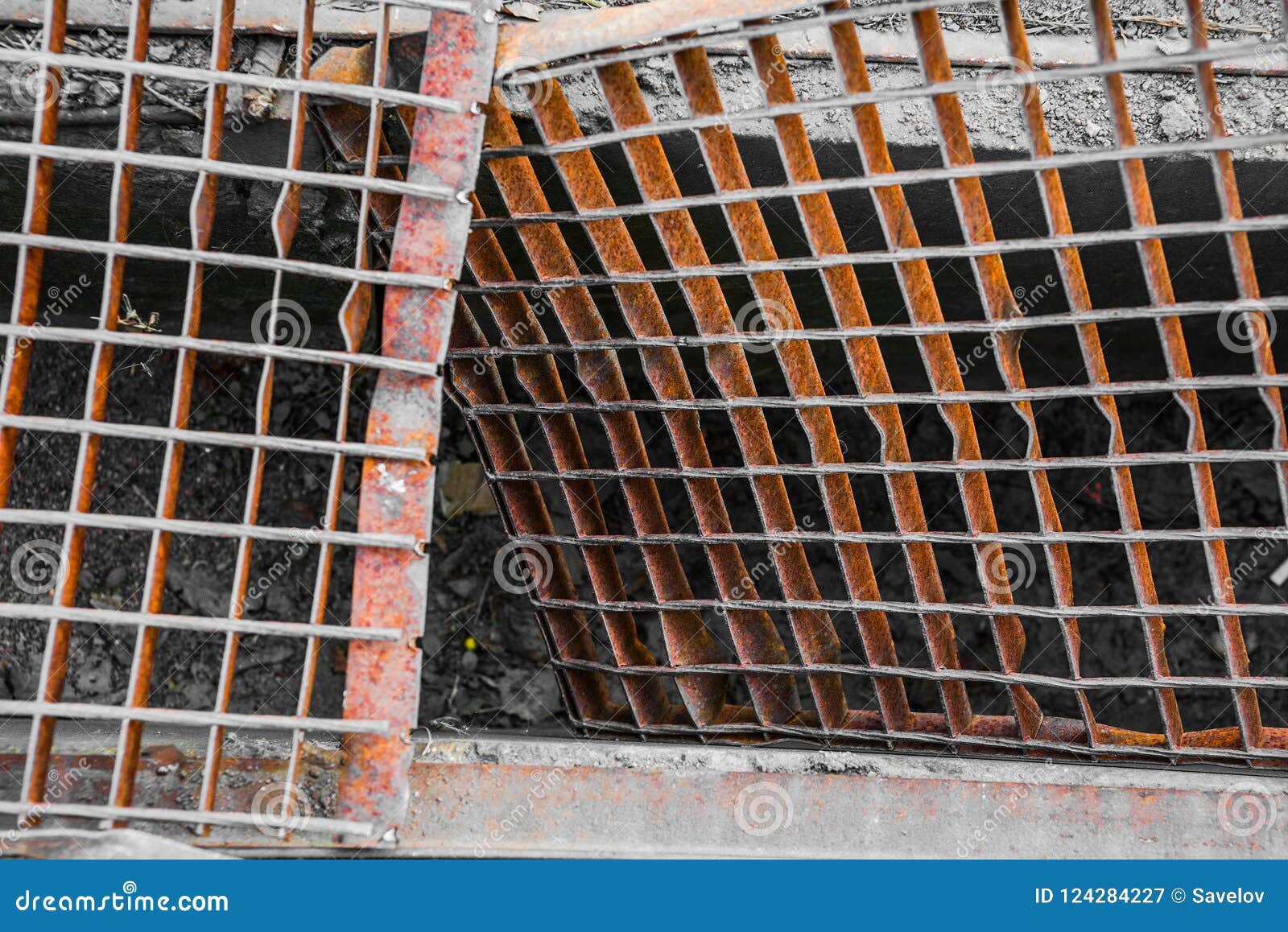 Gutter Rusty Broken Metal Grille Stock Image - Image of cell, exterior ...