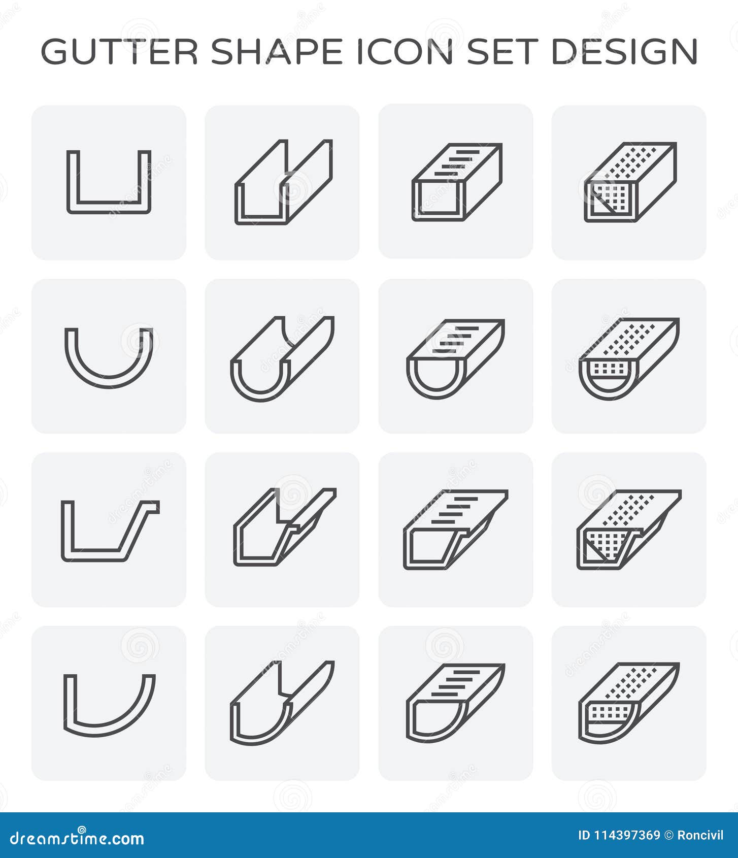 Gutter shape icon stock vector. Illustration of line - 114397369