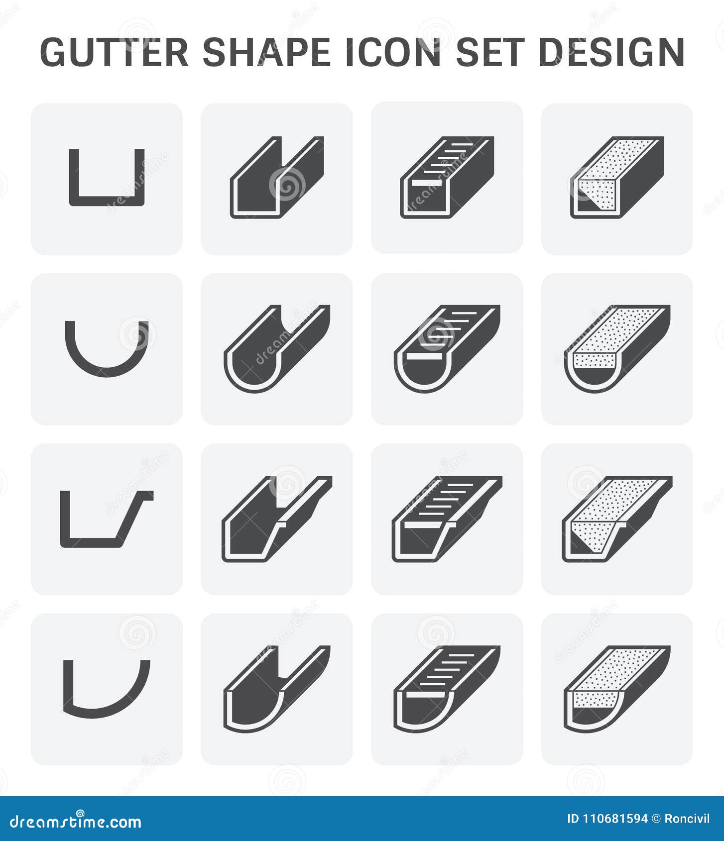 Gutter shape icon stock vector. Illustration of flow - 110681594