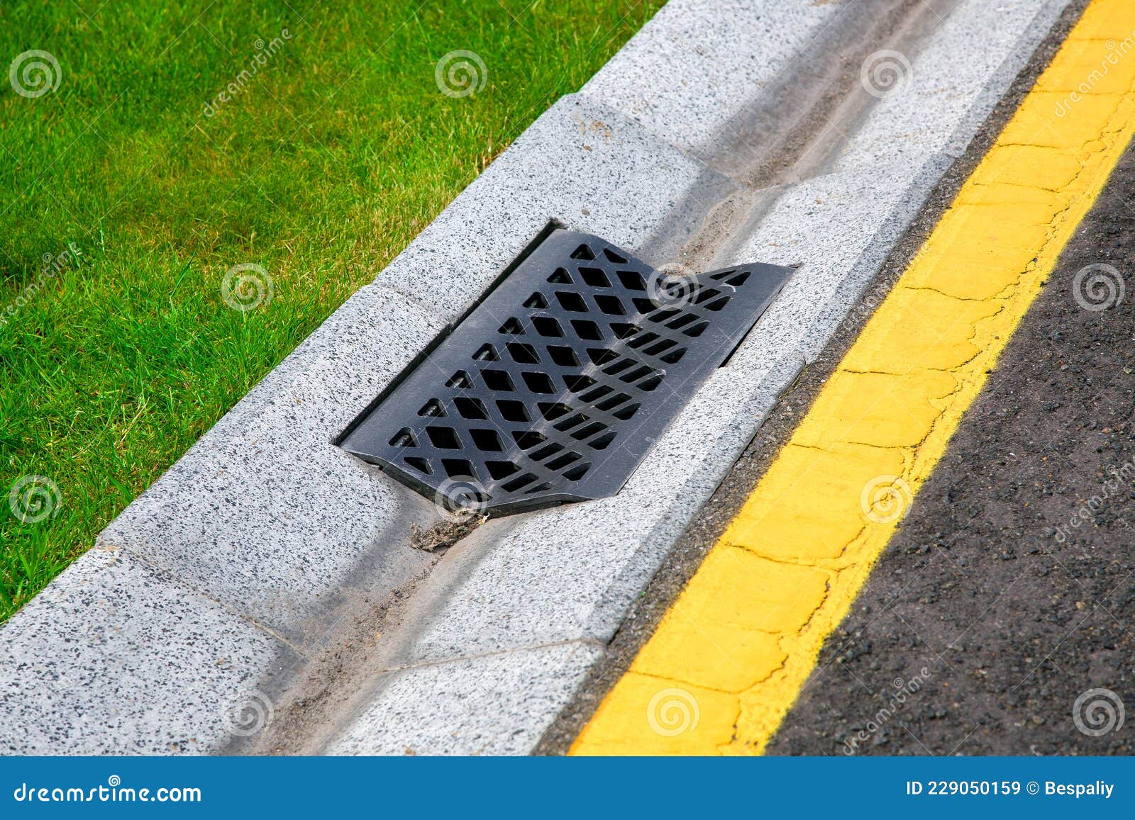 Gutter of a Stormwater Drainage System. Stock Image - Image of lawn ...