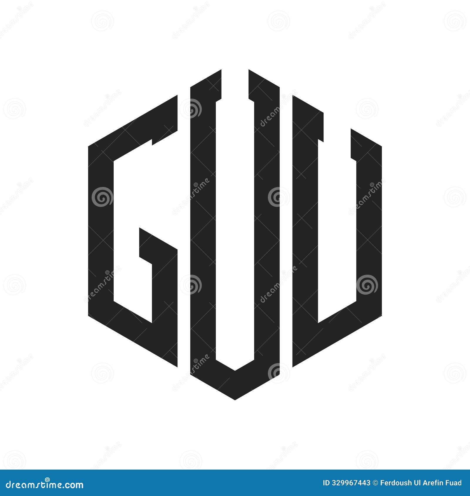 GUU Logo Design. Initial Letter GUU Monogram Logo Using Hexagon Shape ...