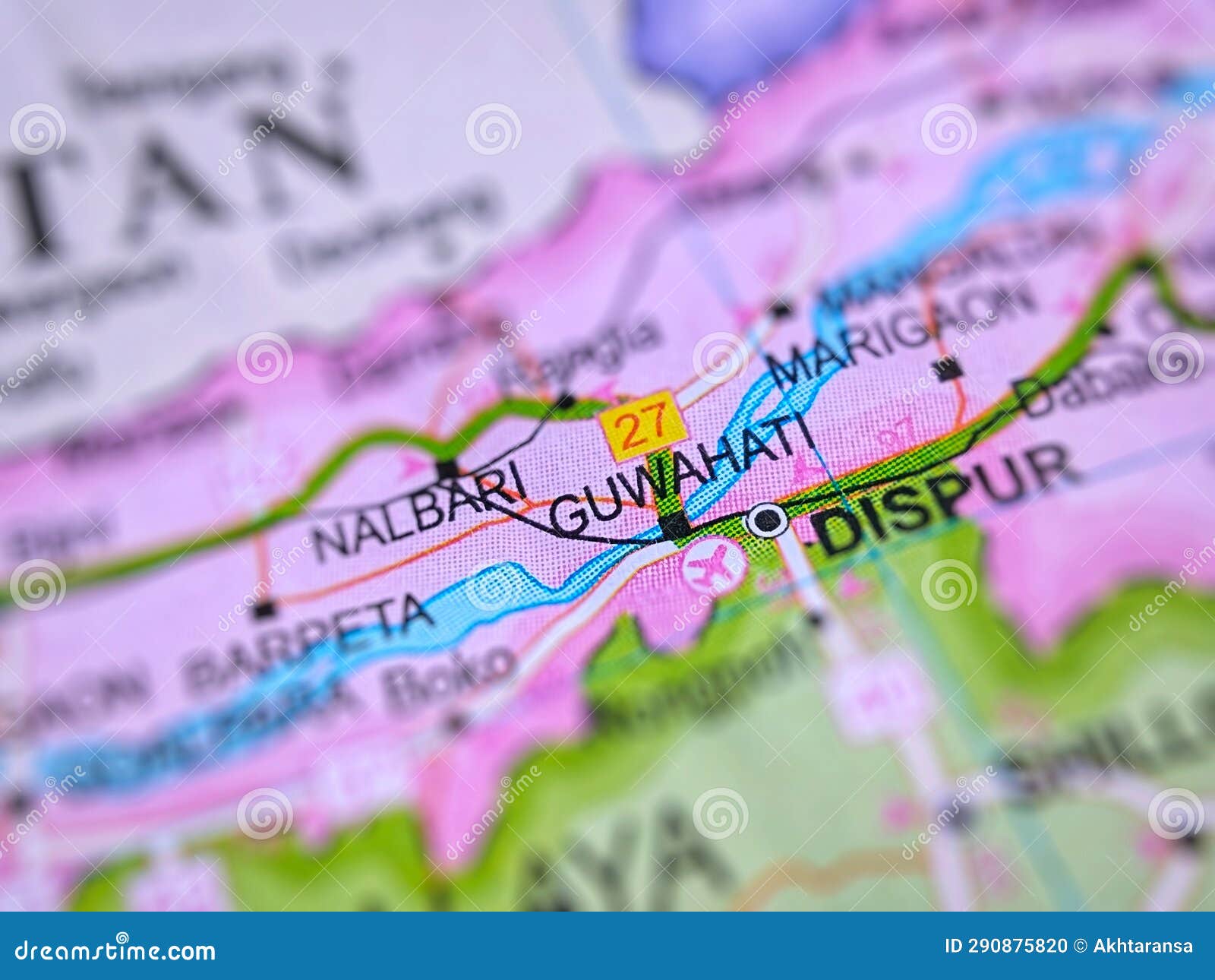 Guwahati on a Map of India with Blur Effect Stock Photo - Image of ...