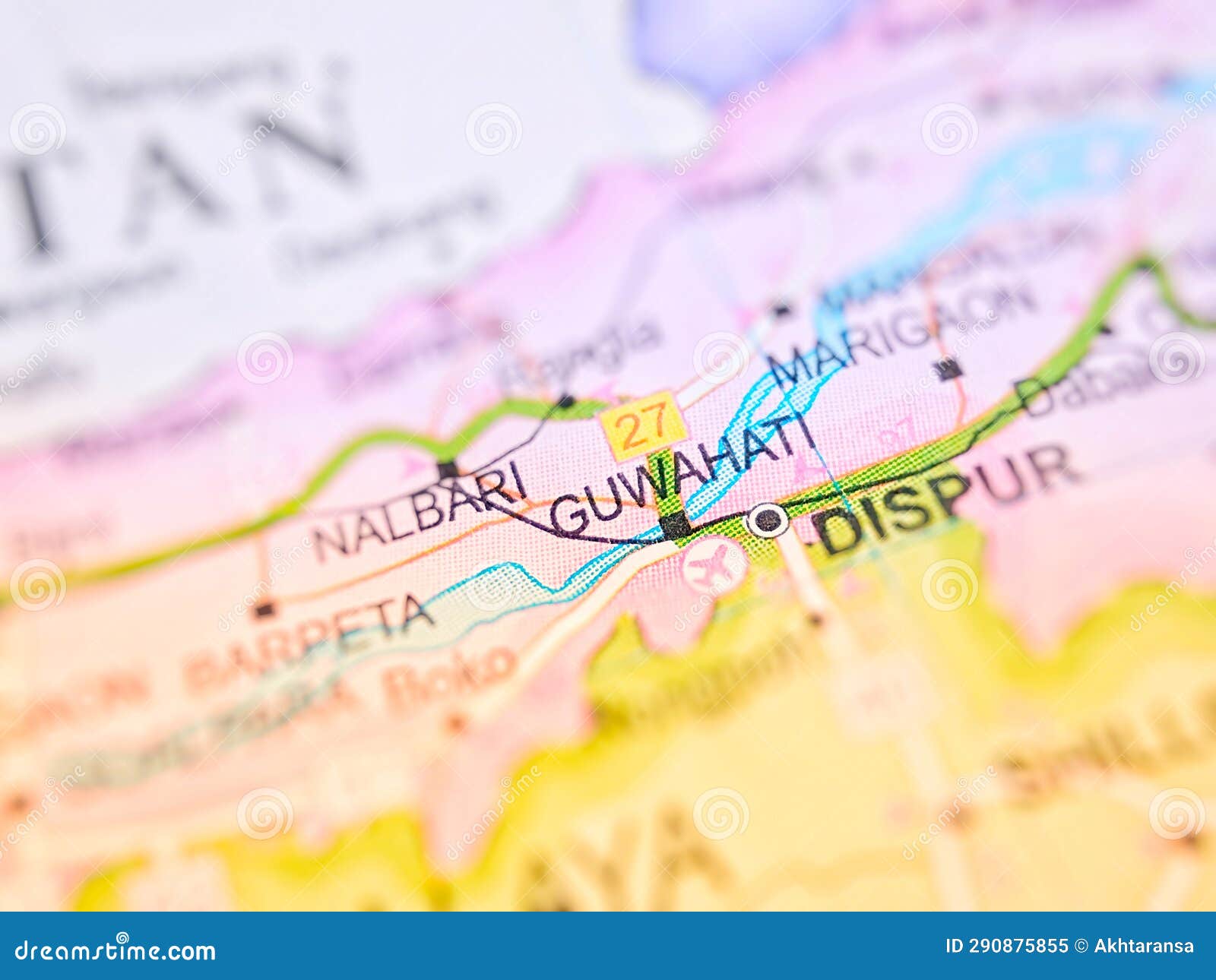 Guwahati on a Map of India with Blur Effect Stock Image - Image of view ...
