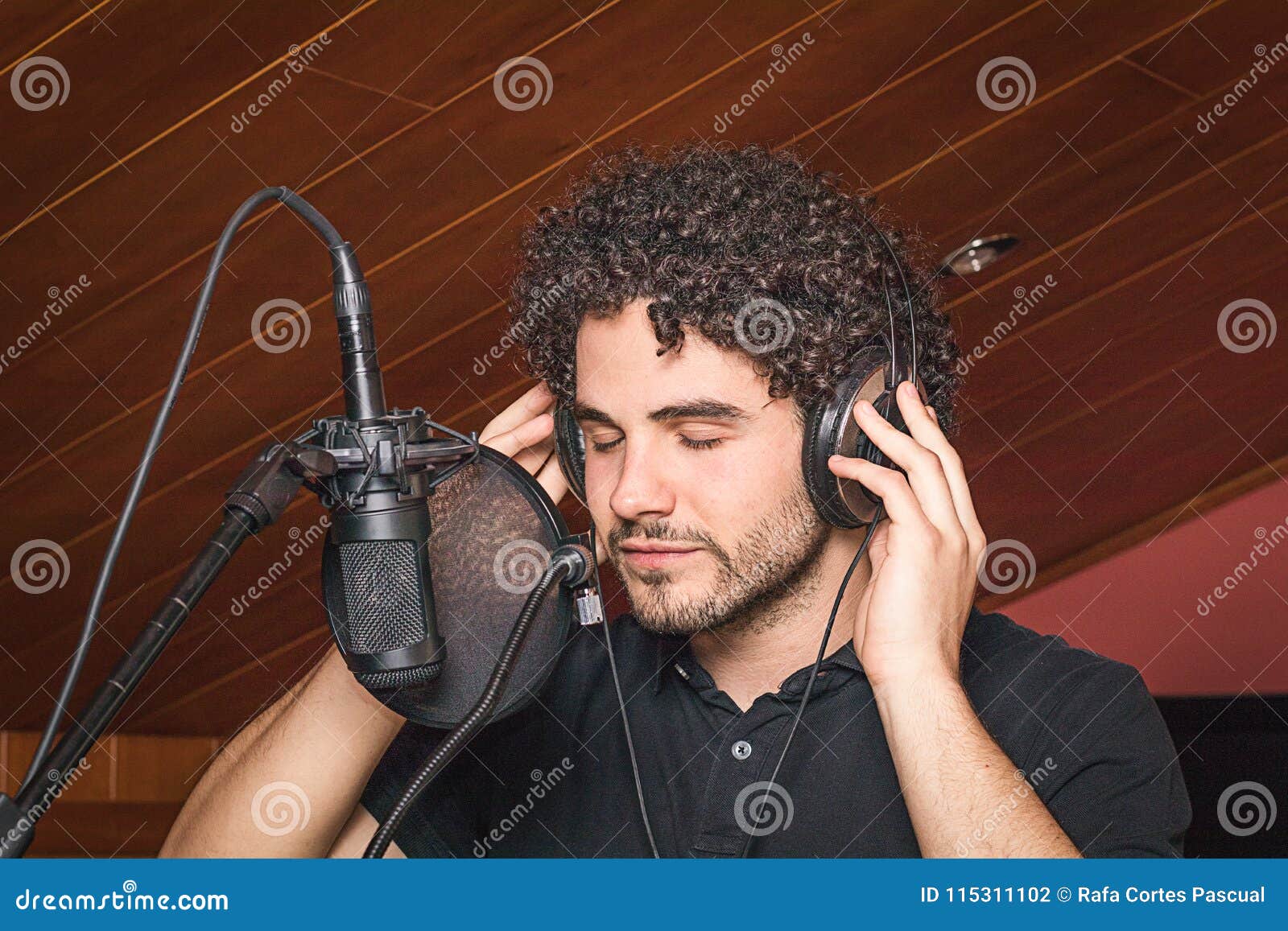 Guy Singing and Feeling the Music. Guy with Afro-hair Stock Photo ...