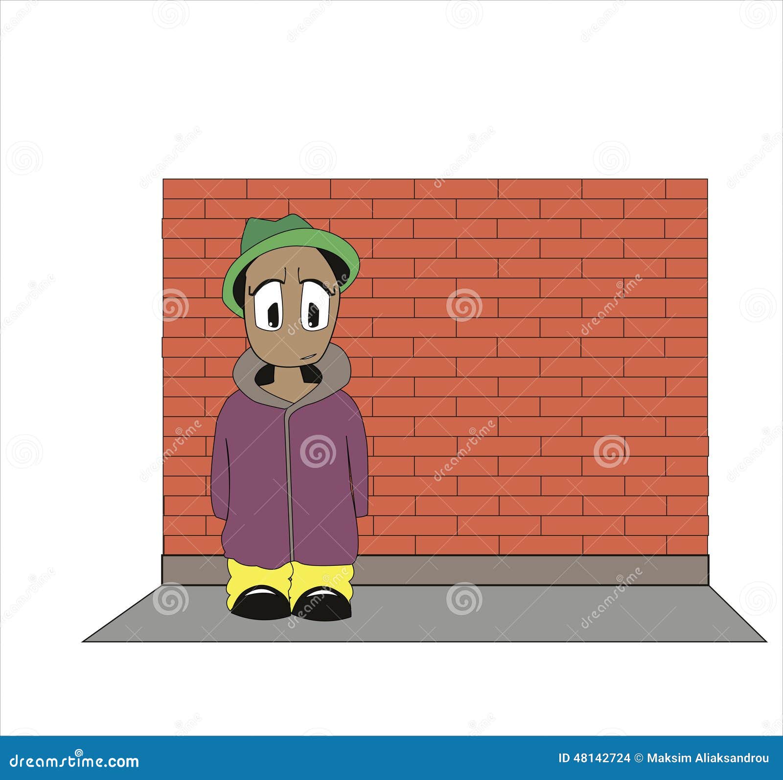 The Guy Against a Brick Wall Stock Illustration - Illustration of white ...