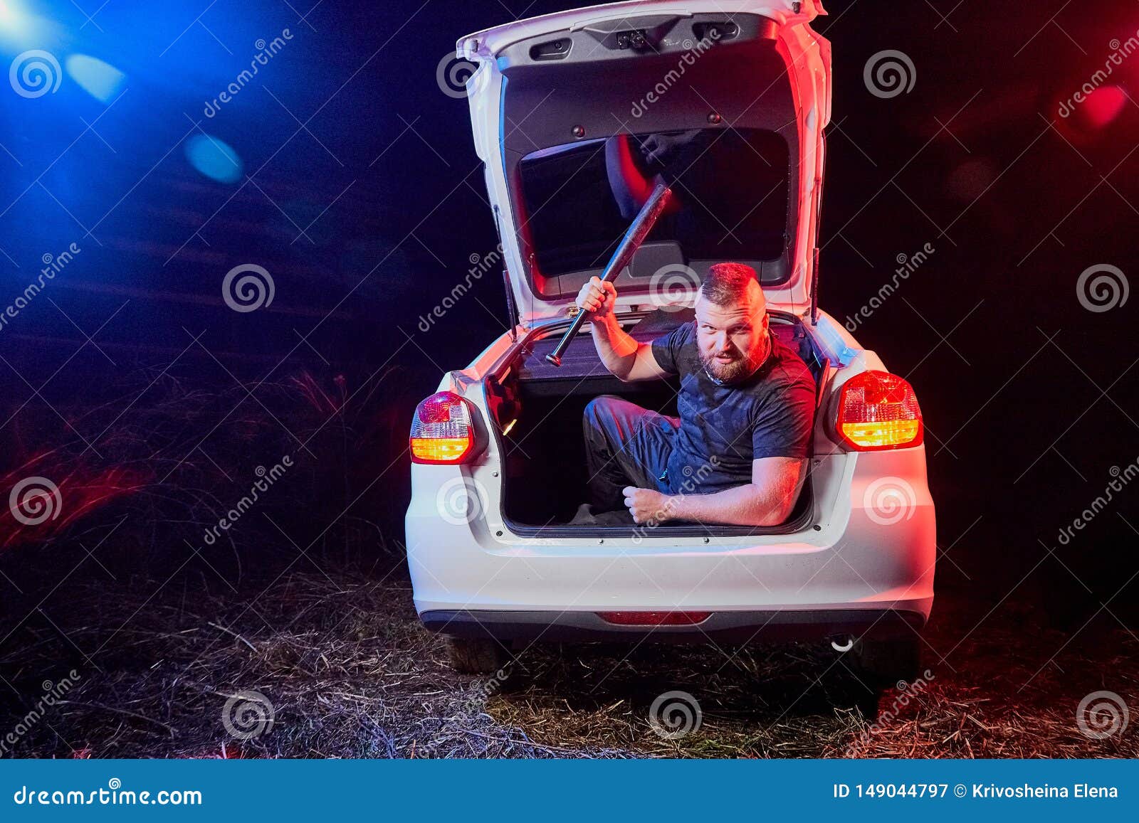 Guy with an Axe in the Trunk of a Car in a Night Time Stock Image ...