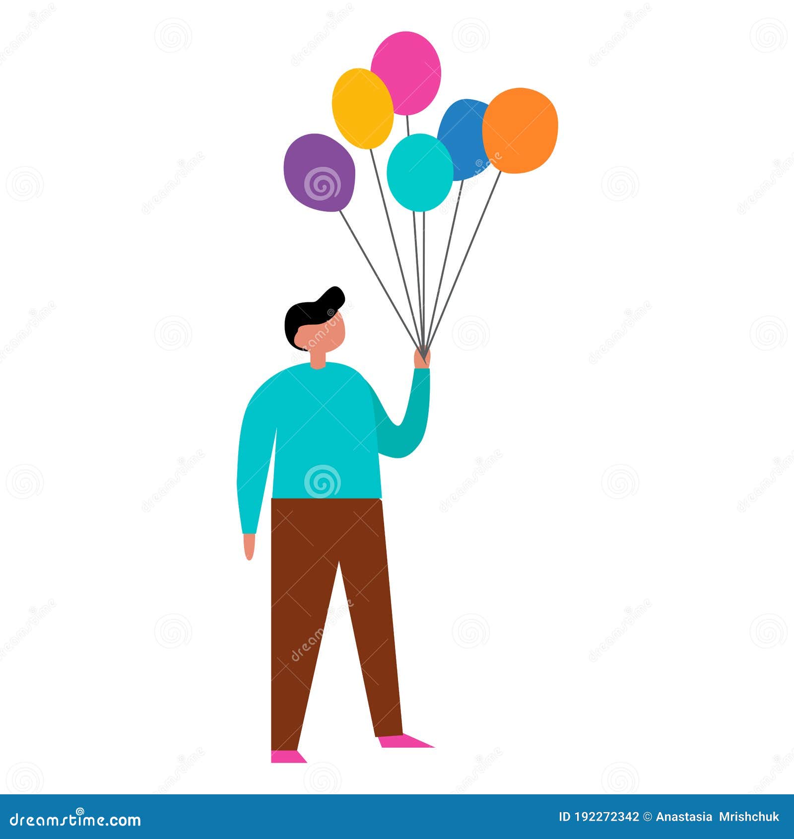 Guy with Balloons on a White Background. Vector Illustration Stock ...