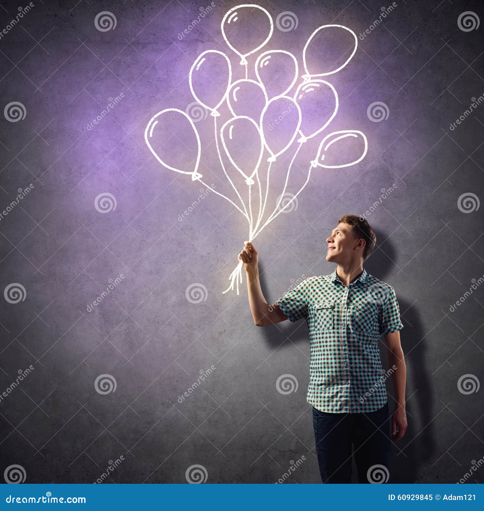 Guy with balloons stock image. Image of date, celebration - 60929845