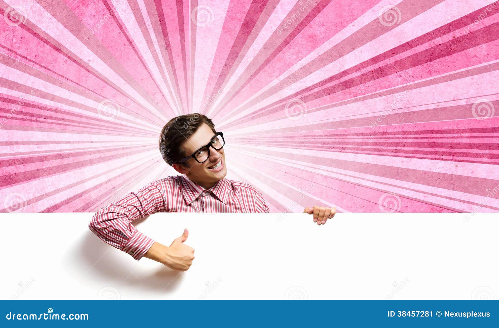 Guy with banner stock image. Image of advertise, blank - 38457281