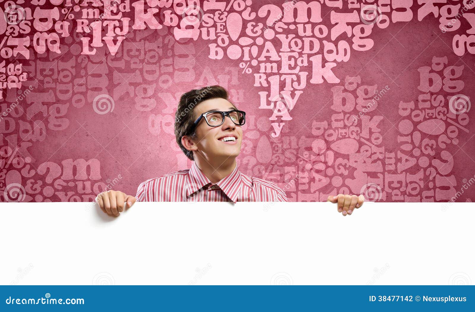 Guy with banner stock photo. Image of advertising, positive - 38477142