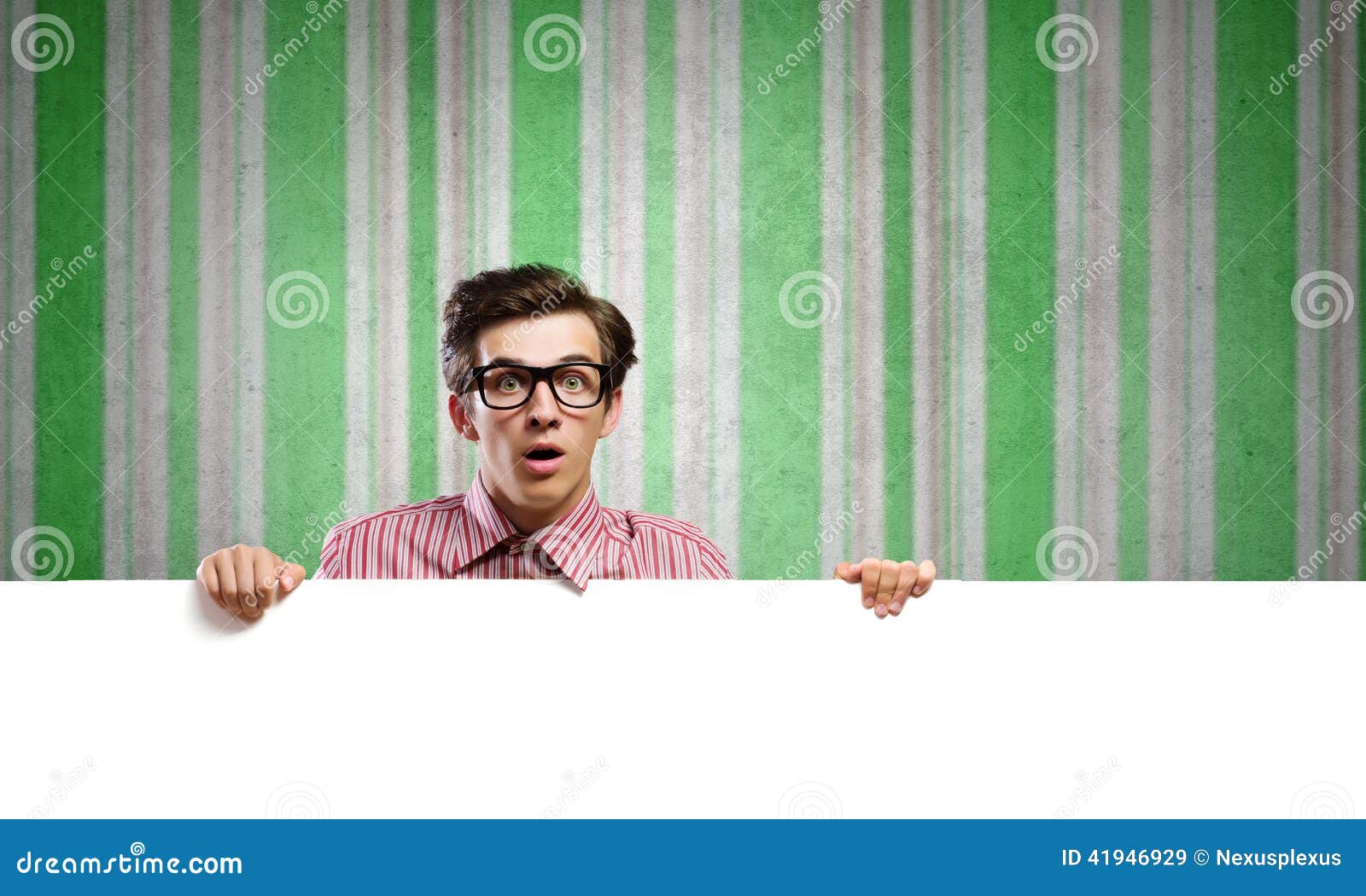 Guy with banner stock image. Image of displaying, copy - 41946929