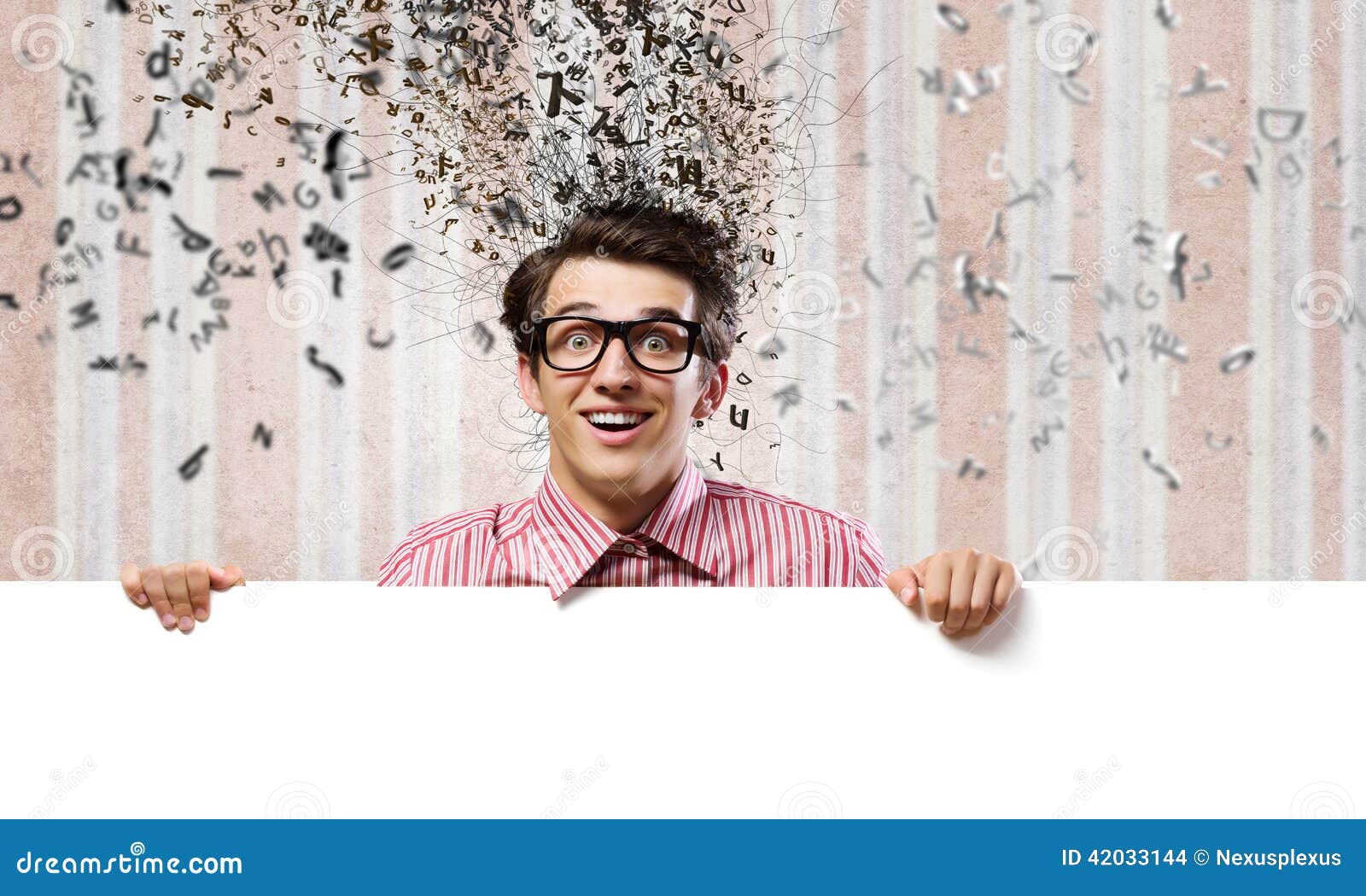 Guy with banner stock photo. Image of clear, board, modern - 42033144