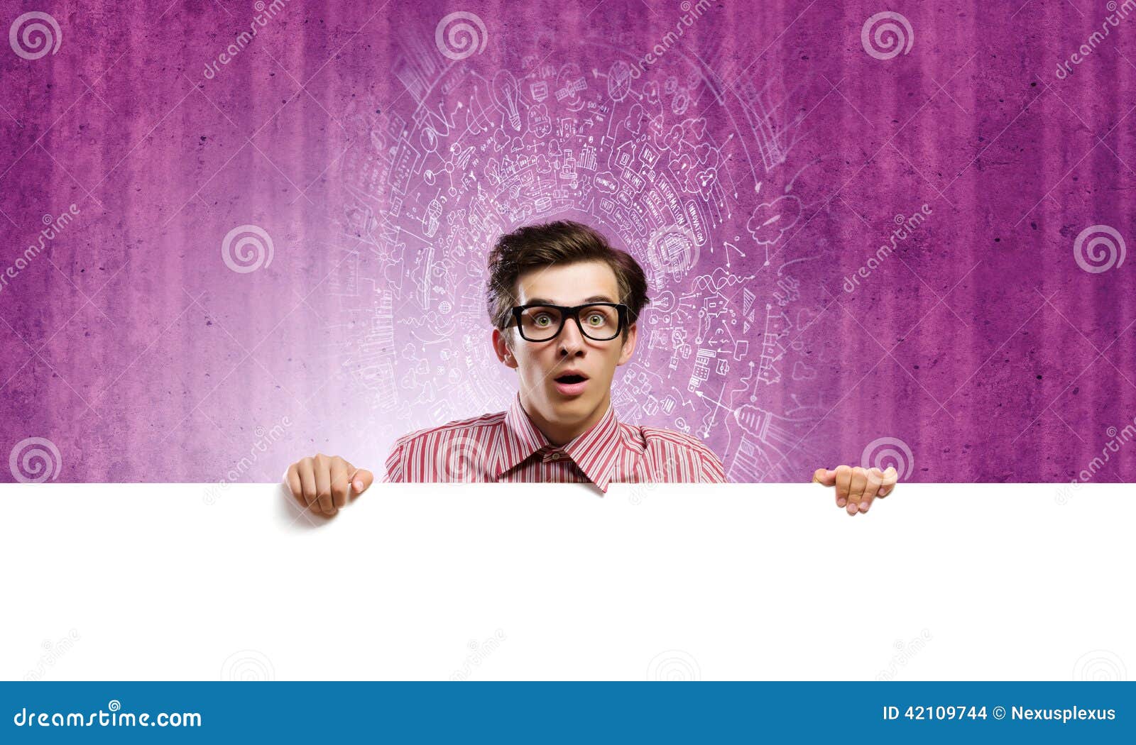Guy with banner stock photo. Image of male, copyspace - 42109744