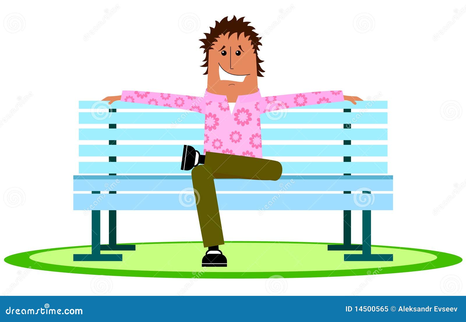 The guy on bench stock vector. Illustration of blue, leisure - 14500565