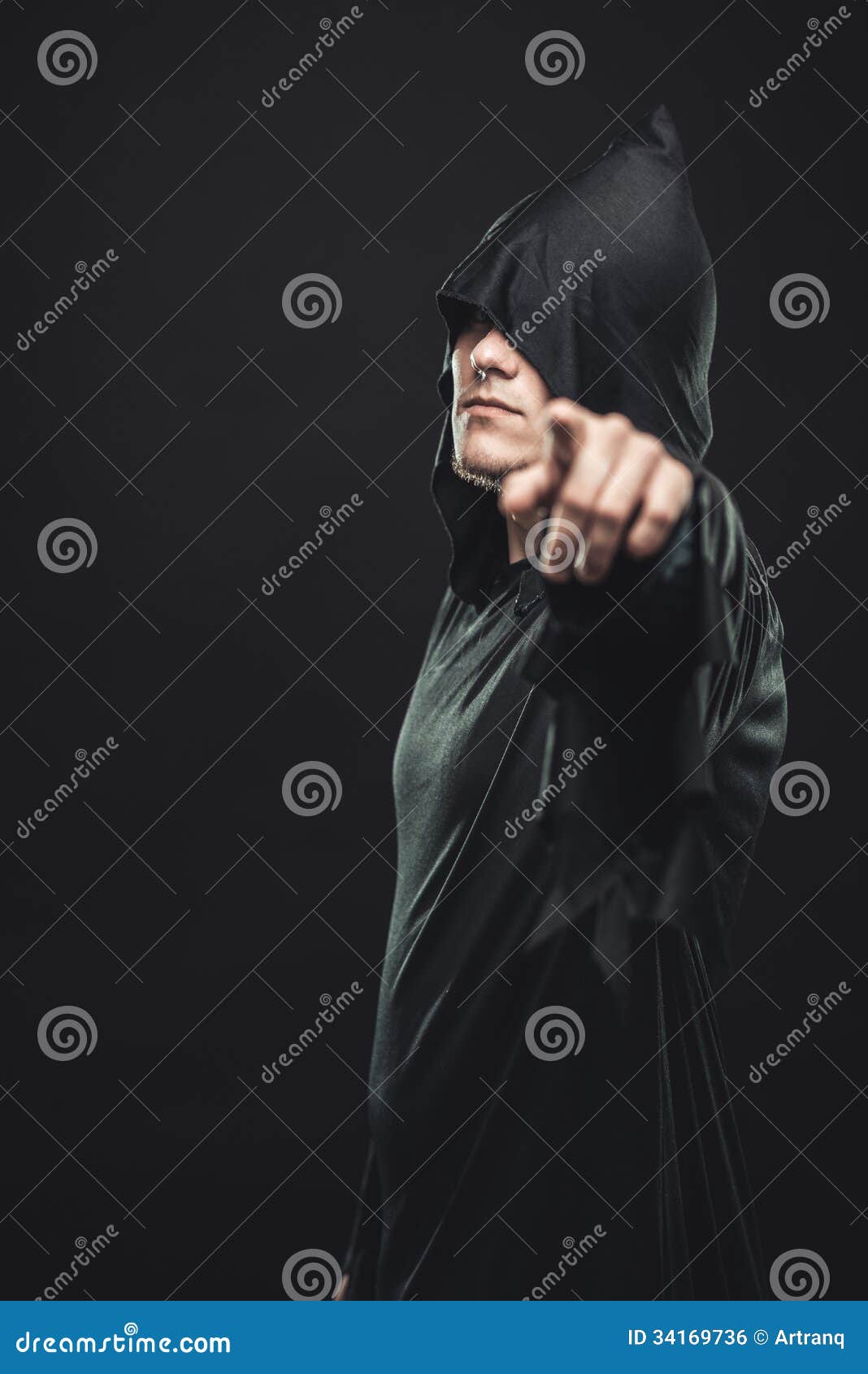 Guy in the Black Robe Indicates You Stock Photo - Image of caucasian ...