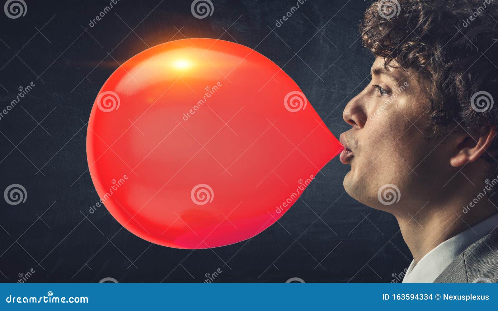 Guy Blowing Bubble . Mixed Media Stock Photo - Image of blow, male ...