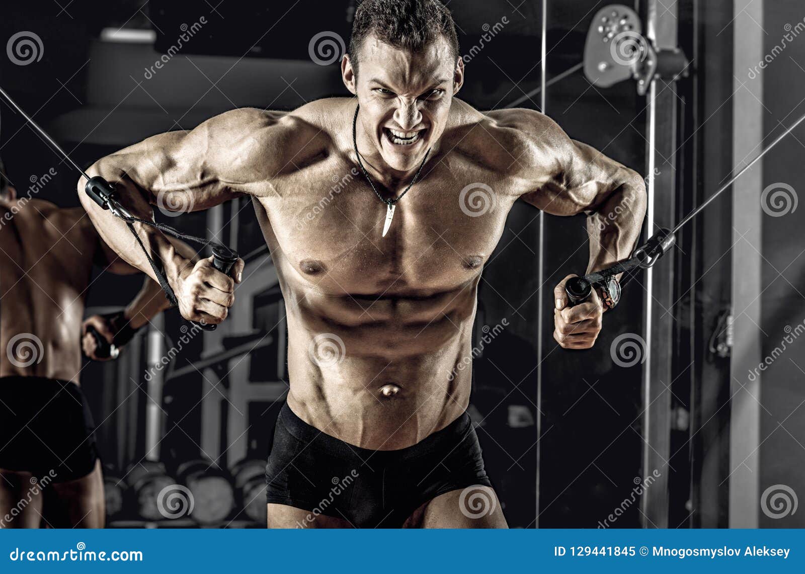 Guy Bodybuilder with Barbell Stock Image - Image of execute, machine ...