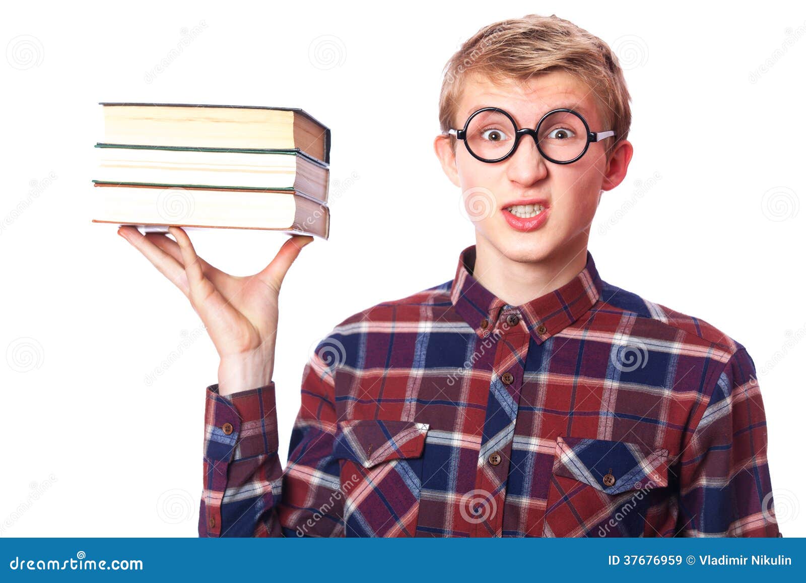 Guy with books stock image. Image of humor, glasses, laugh - 37676959