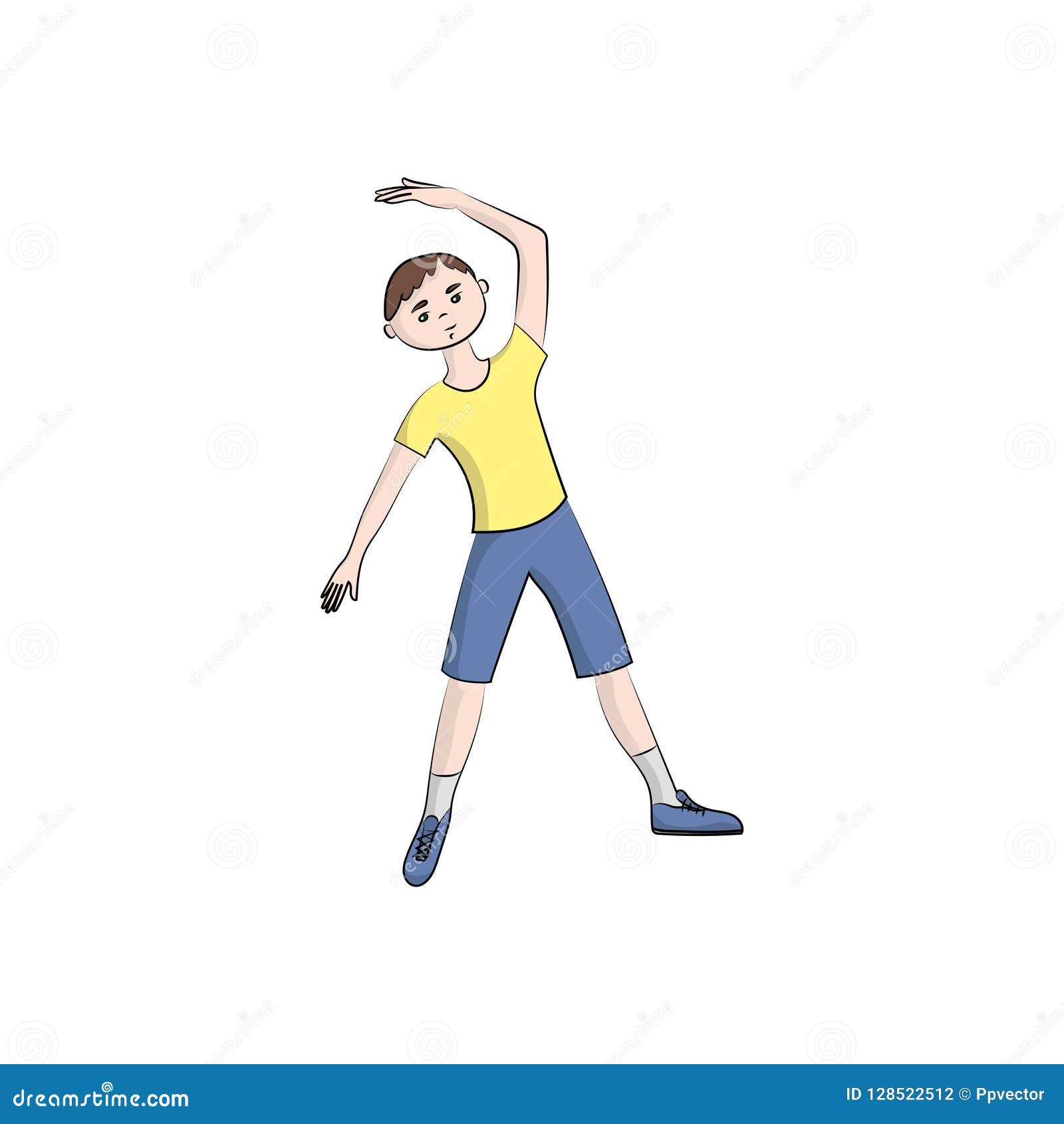 Guy, Boy Man Does Exercises. Vector Color Illustration Stock Vector ...