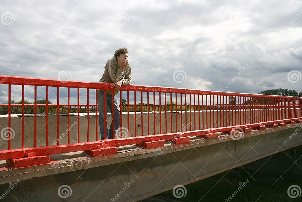 The guy on the bridge. stock photo. Image of purpose, pose - 2832580