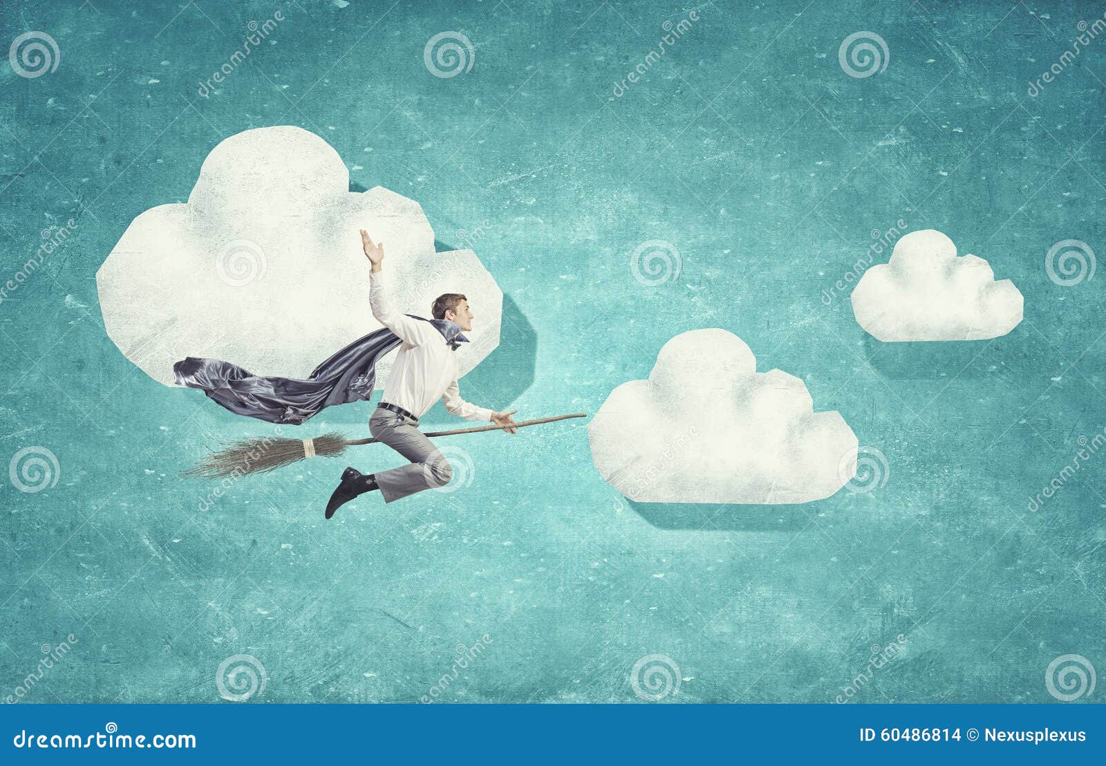 Guy on broom stock photo. Image of broom, hold, protect - 60486814
