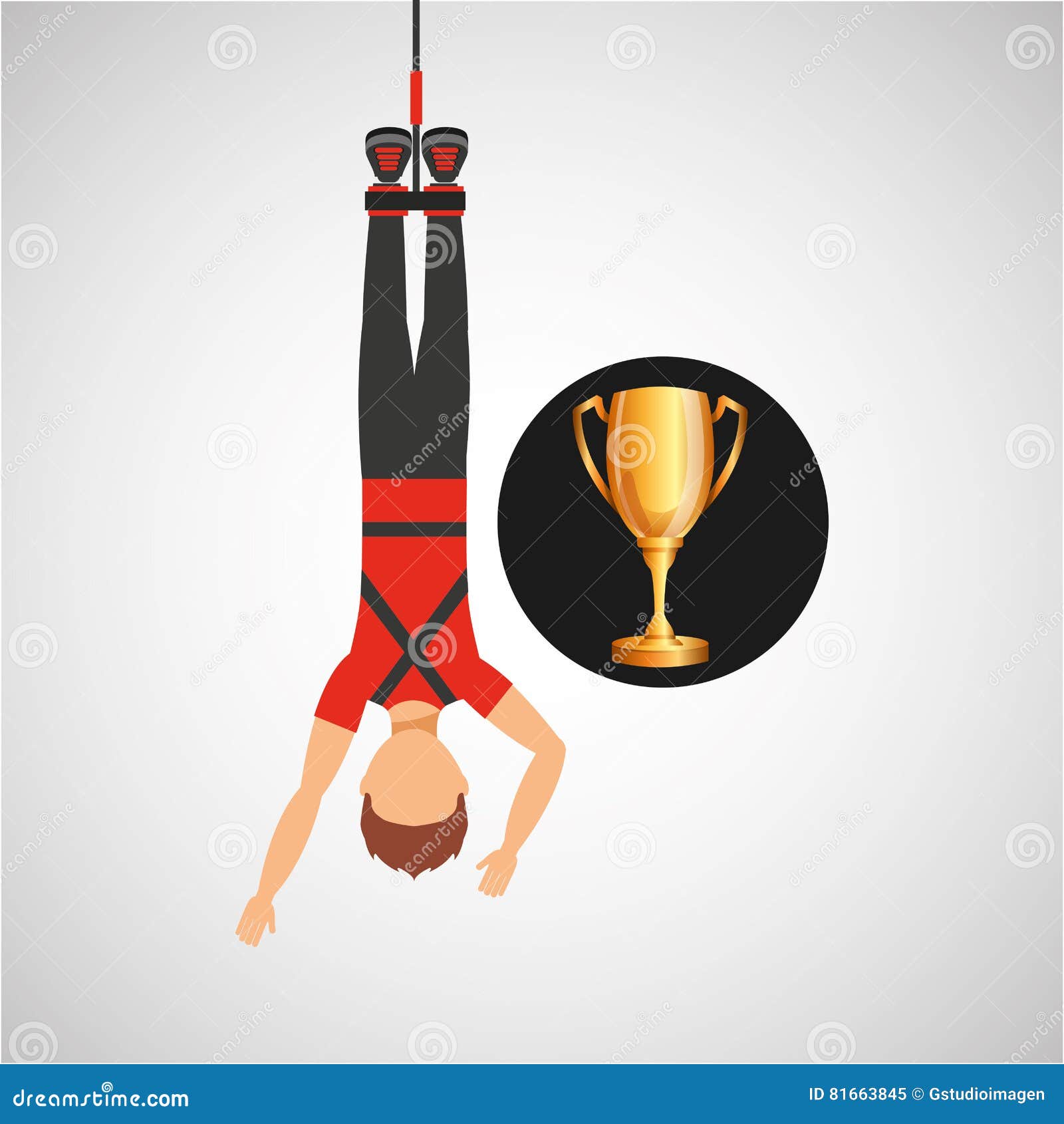 Guy Bungee Jumper Rope Trophy Sport Design Stock Vector - Illustration ...