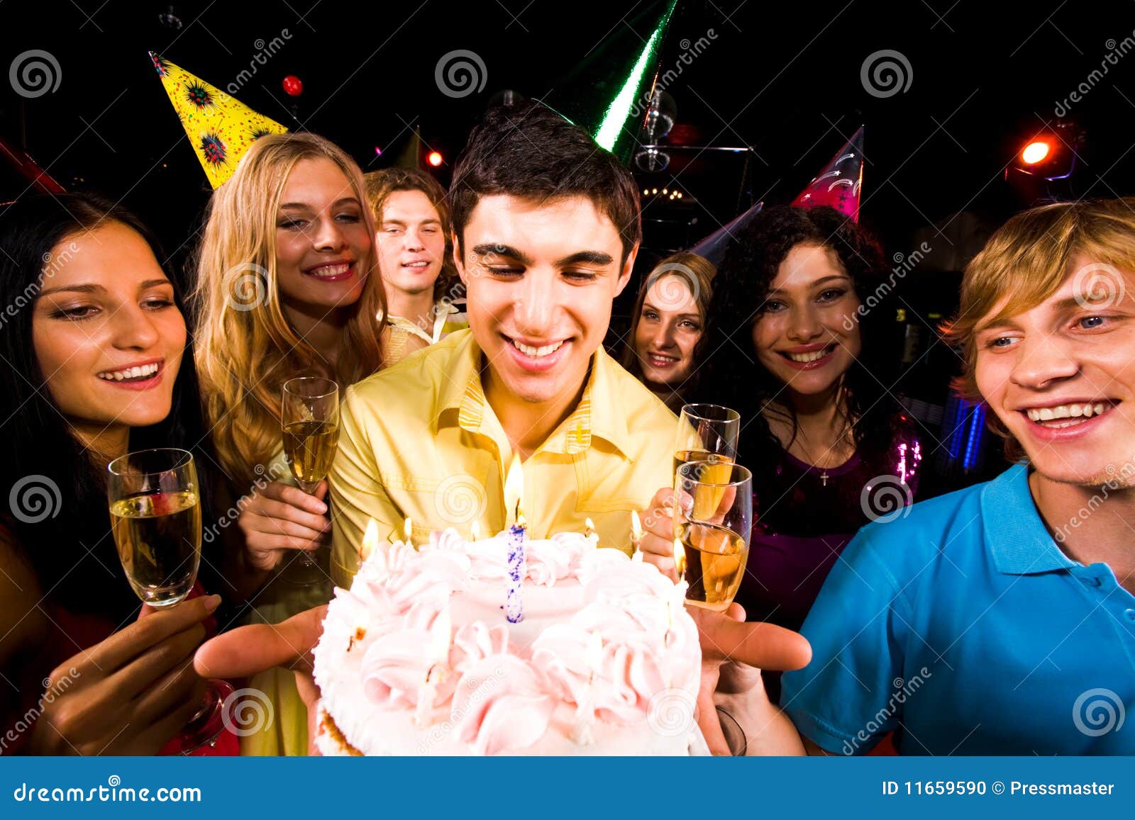 Guy with cake stock photo. Image of festivity, candles - 11659590