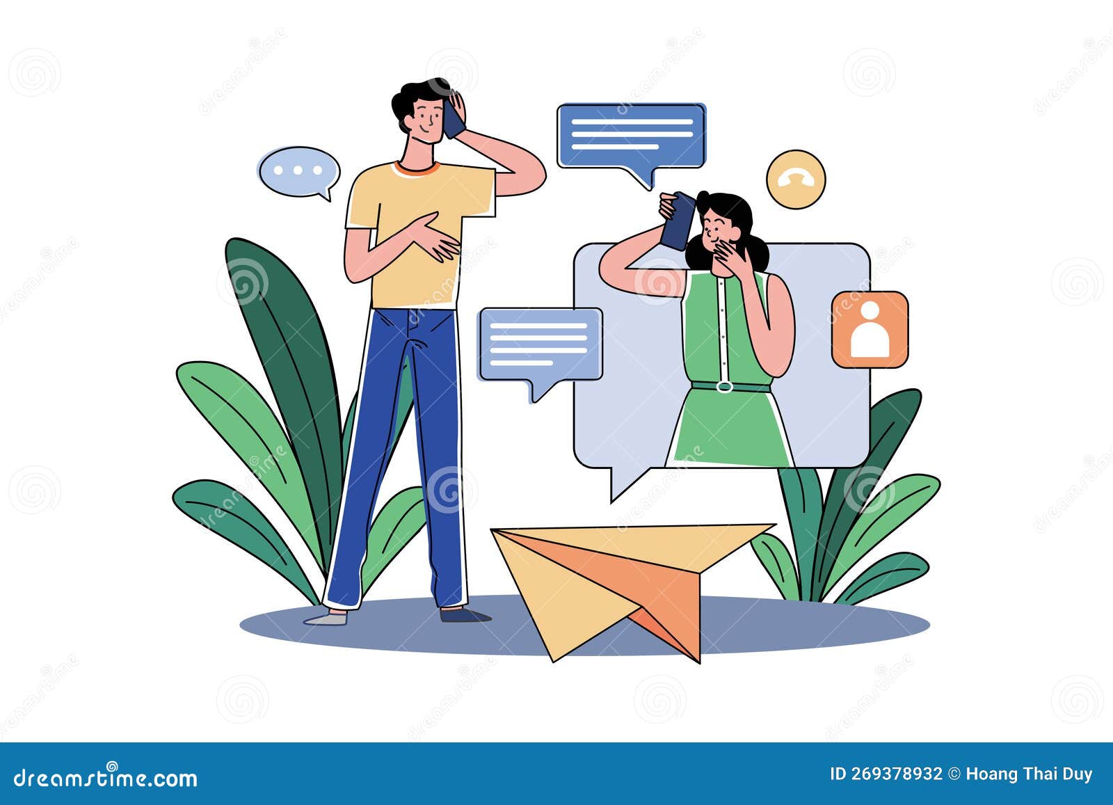 The Guy Calls His Friends on the Phone Stock Vector - Illustration of ...