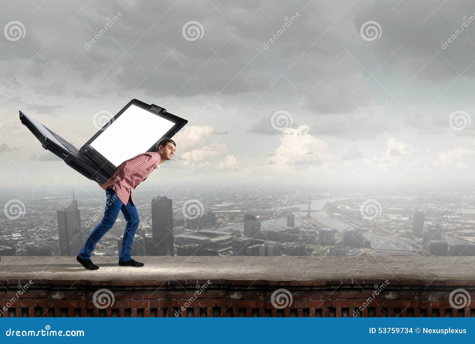 Guy carrying laptop stock photo. Image of computer, designer - 53759734