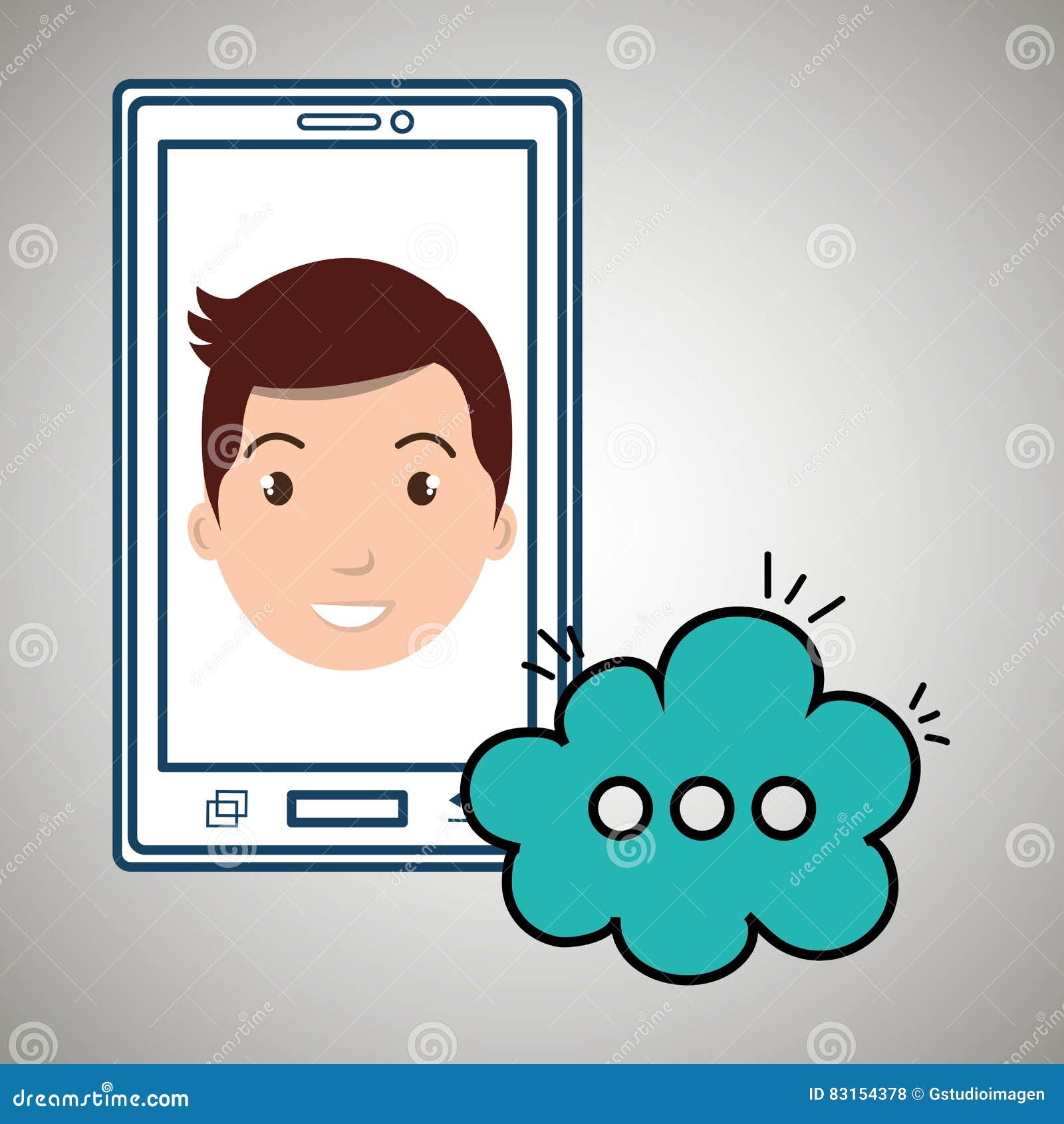 Guy Cartoon Smartphone Cloud Chat Stock Illustration - Illustration of ...
