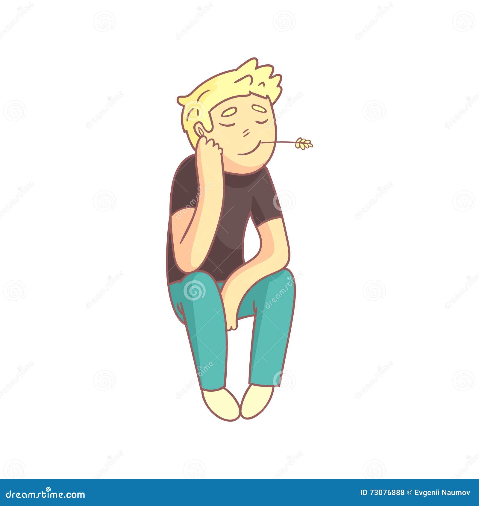 Guy Chewing on a Straw stock vector. Illustration of attitude - 73076888