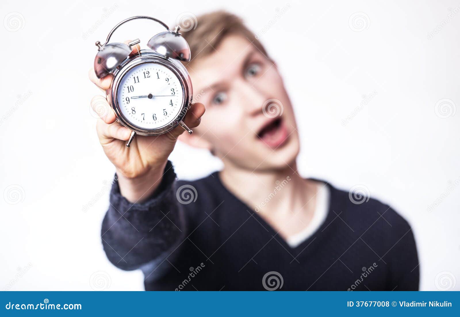 Guy with clock. stock photo. Image of humor, blonde, alarm - 37677008