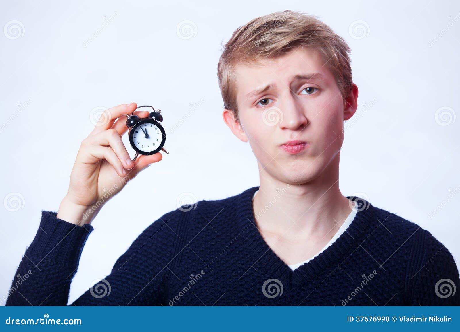 Guy with clock. stock photo. Image of cute, blonde, education - 37676998
