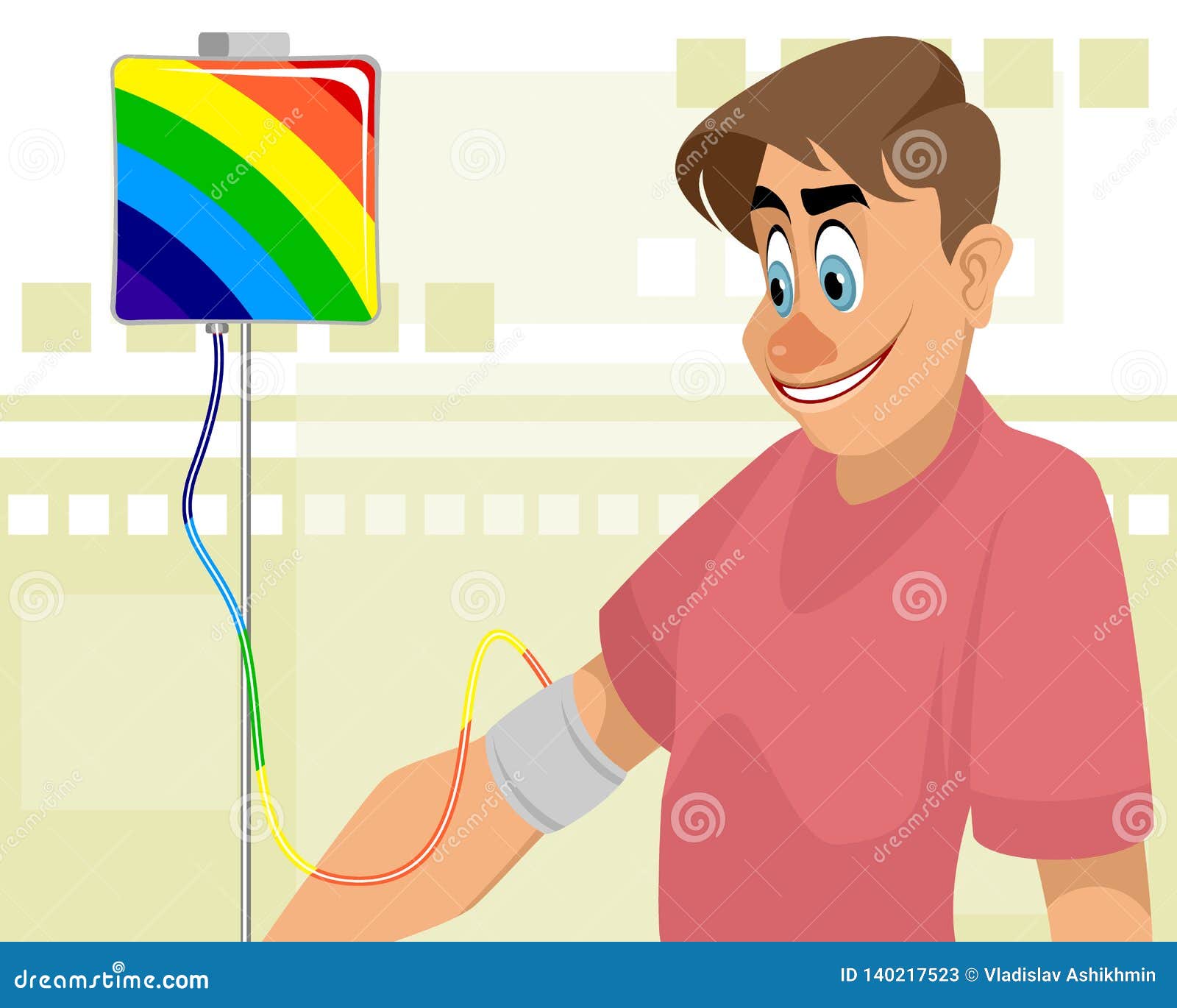 Guy and Colored Blood Transfusion Stock Vector - Illustration of light ...