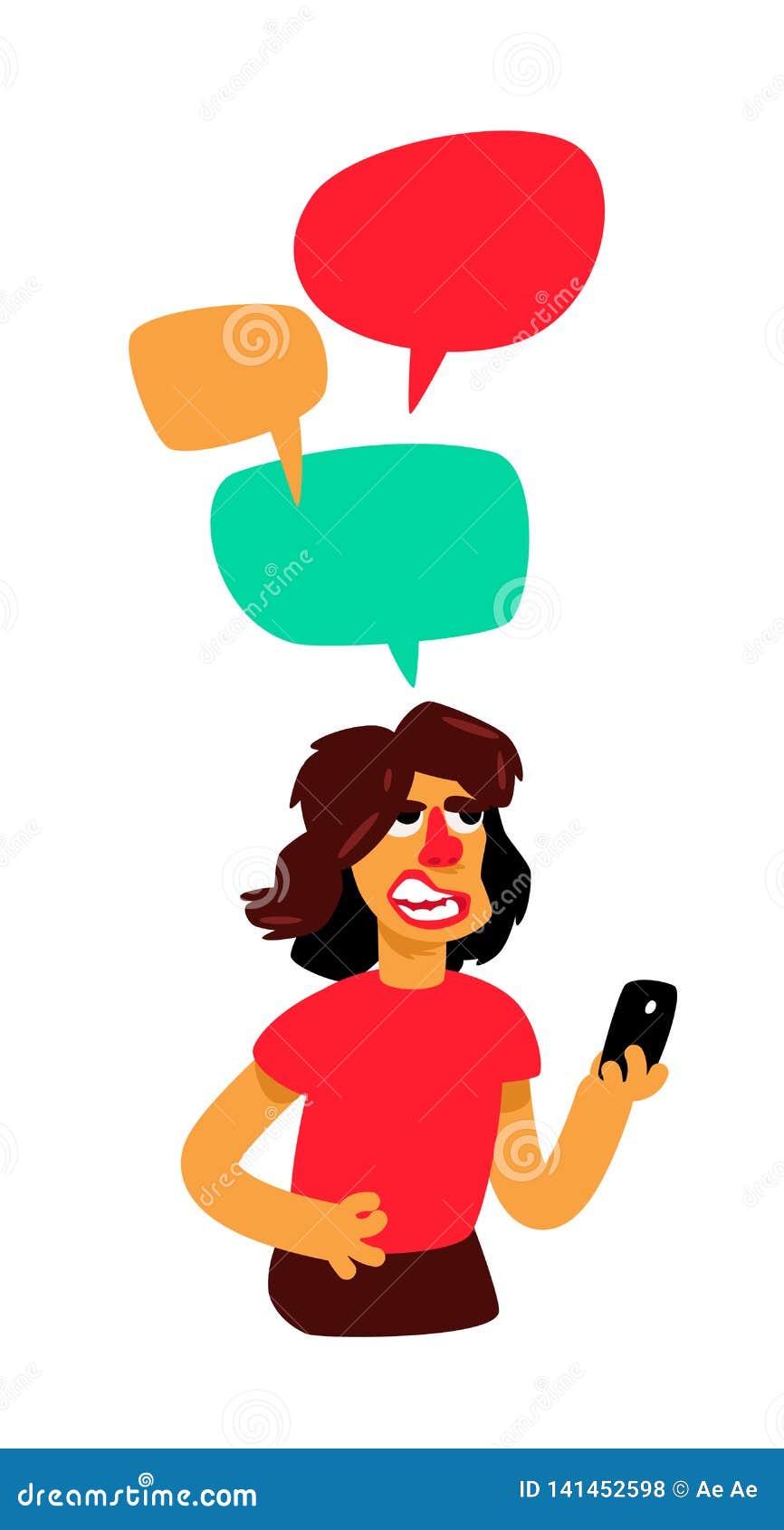 A Guy with Comic Bubbles and a Phone. Vector. a Man Communicates in the ...