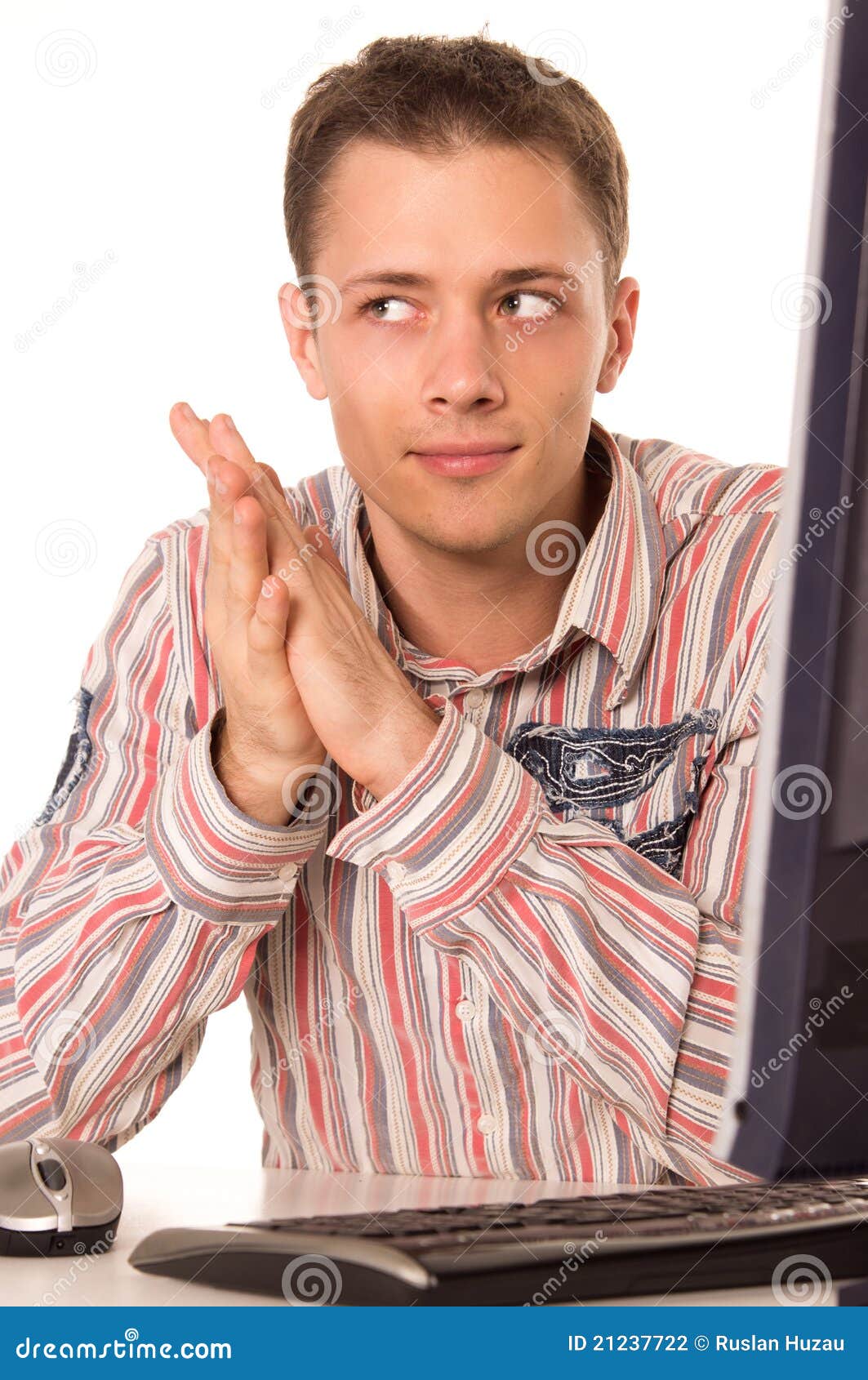 Guy at computer stock photo. Image of caucasian, emotions - 21237722