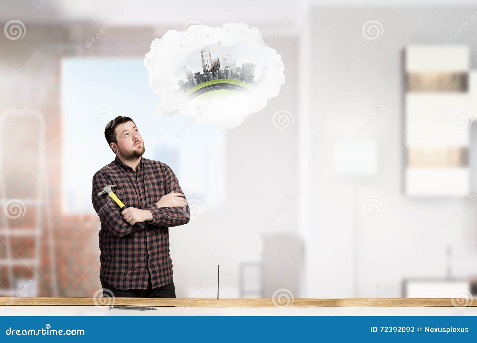 Guy with Construction Tools Stock Photo - Image of house, person: 72392092