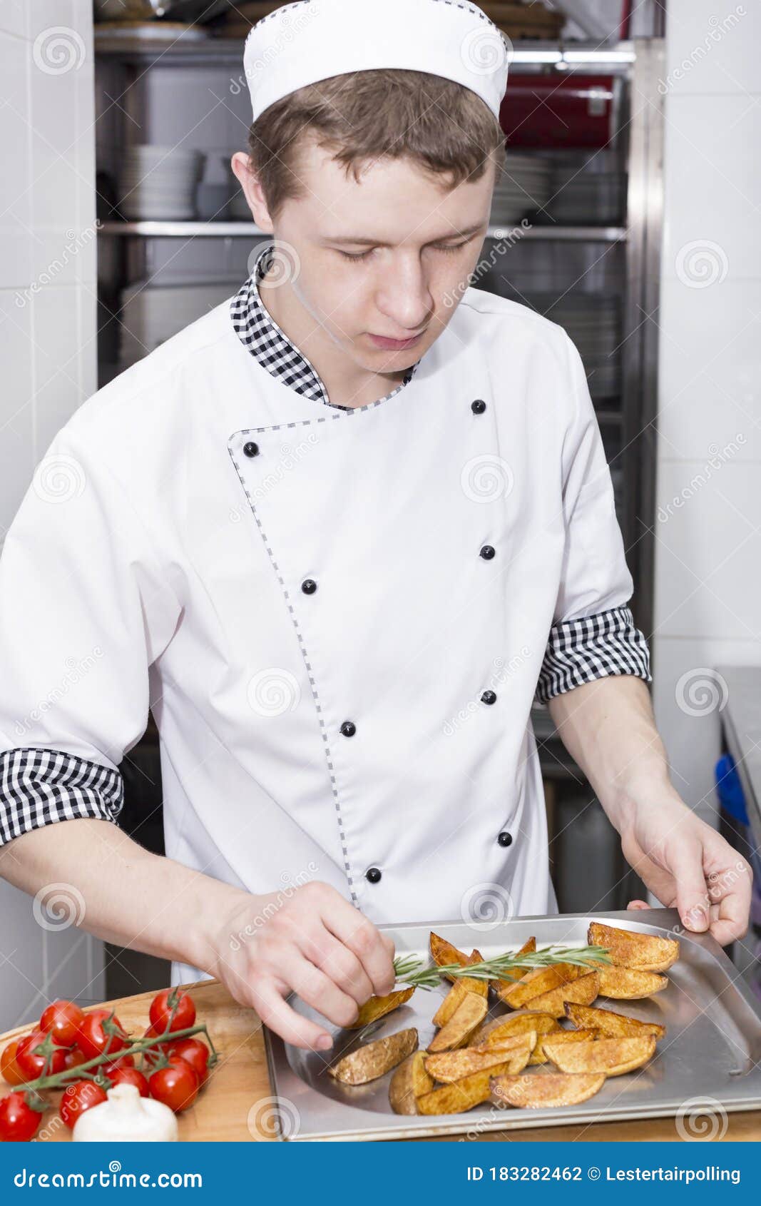 Guy Cook Preparing Delicacies Stock Photo - Image of apron, portrait ...