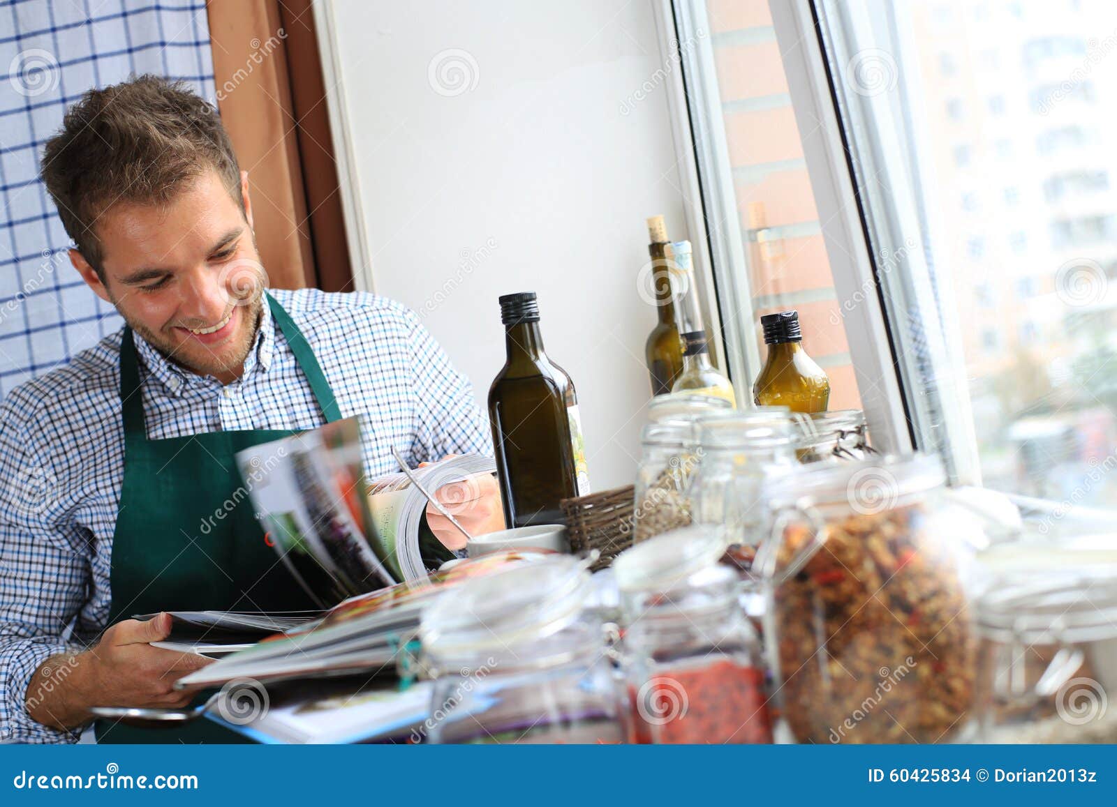 Guy cooking stock photo. Image of breakfast, read, recipe - 60425834