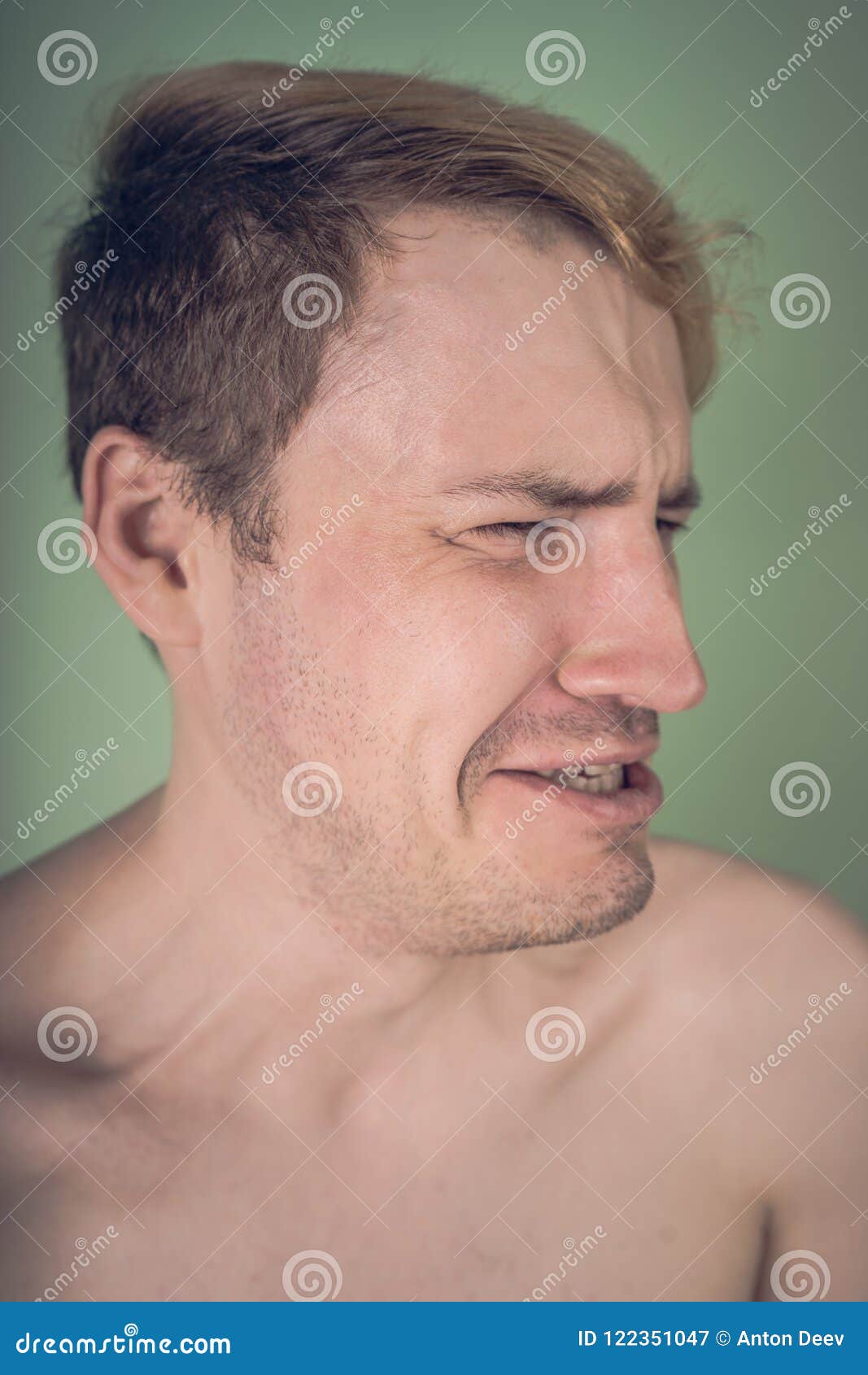 Guy Crying on Green Background Stock Image - Image of brain, attack ...