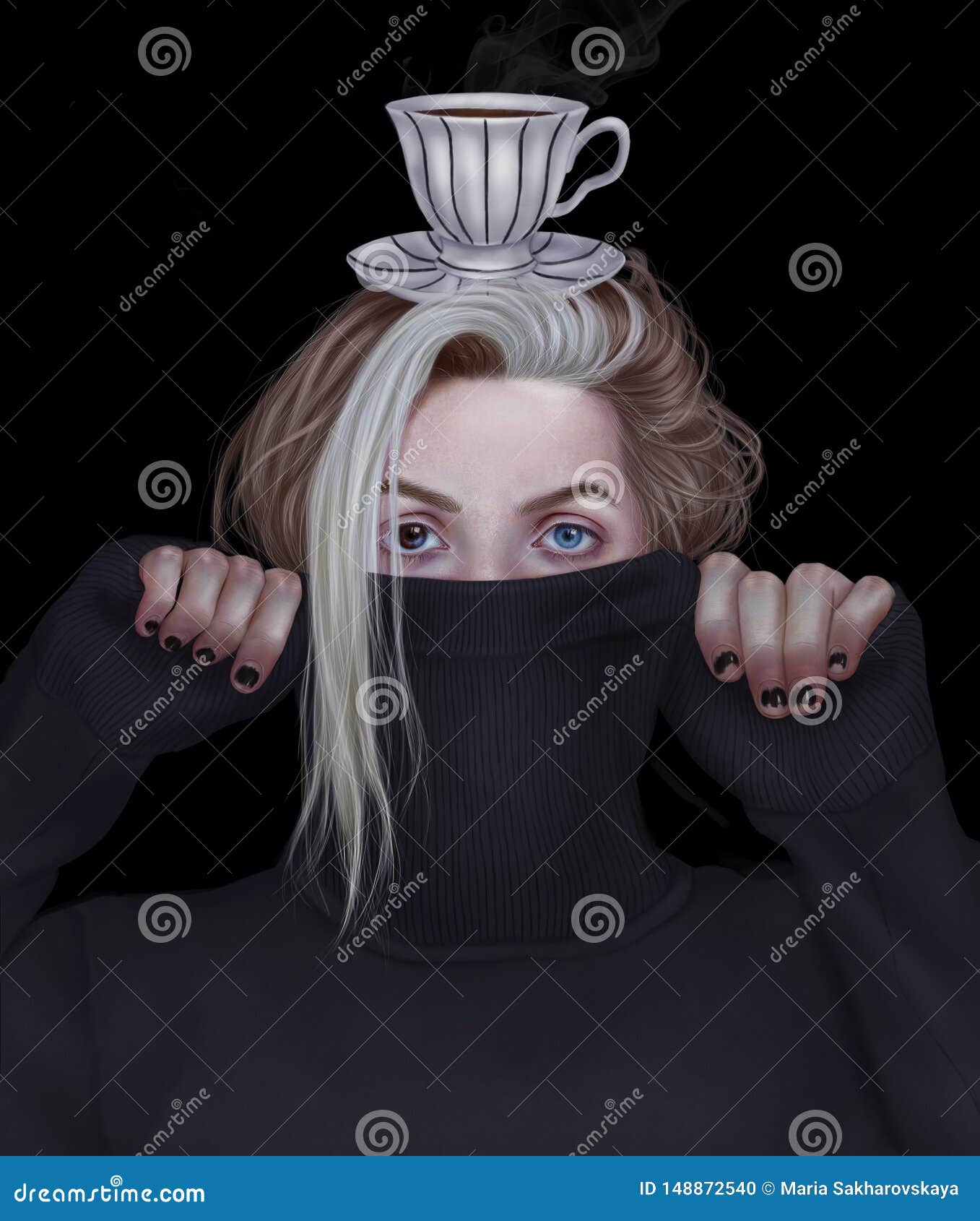 The Guy with the Cup on His Head Stock Illustration - Illustration of ...