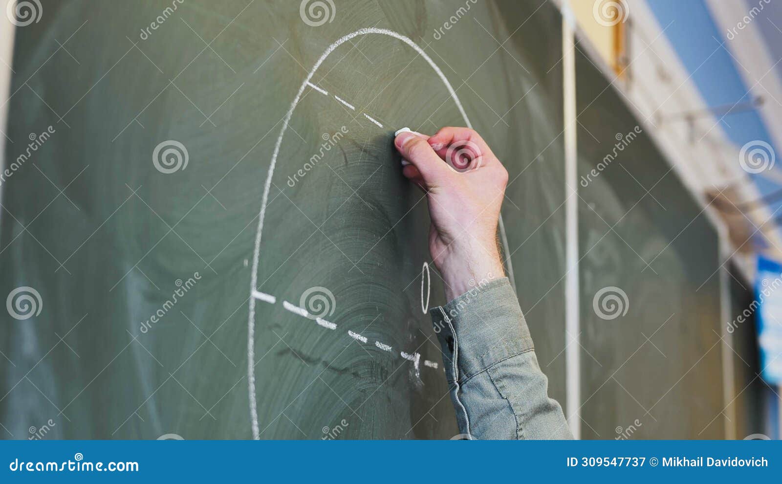 Guy Draws Figures on the Board. Geometry Class. Stock Image - Image of ...
