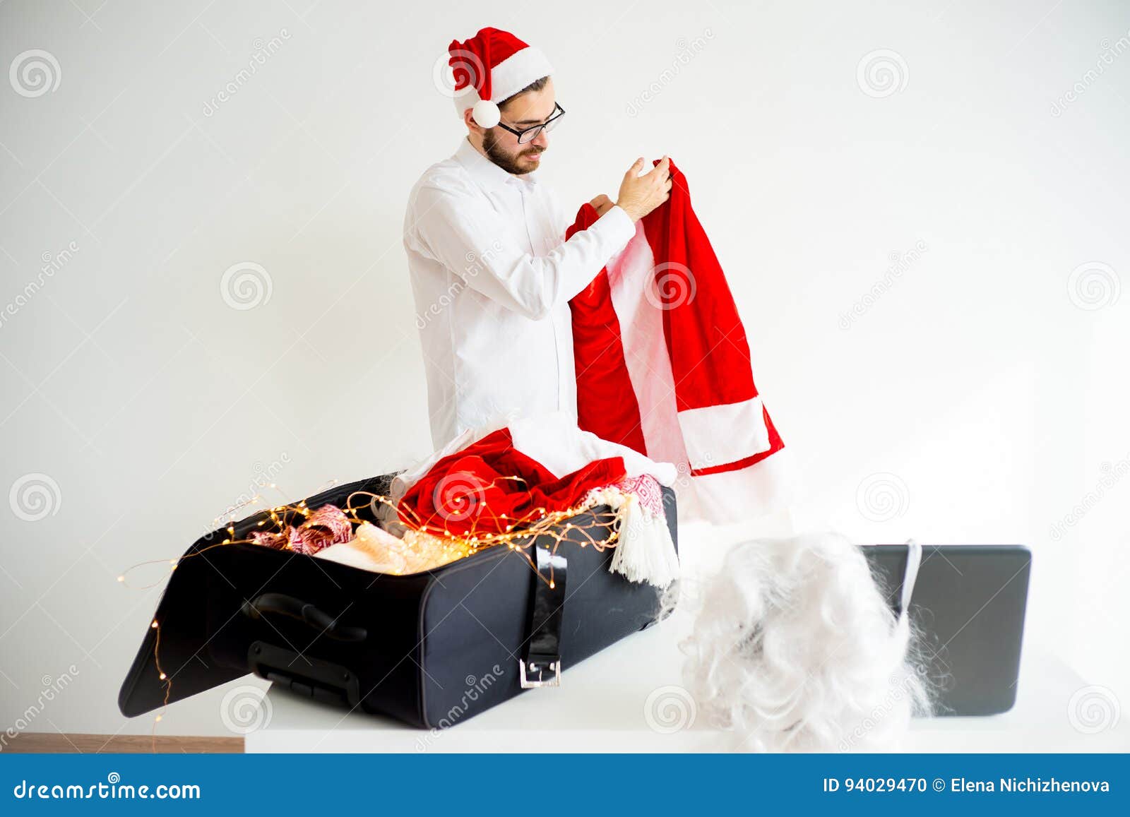 Guy Dressing Up As Santa Claus Stock Photo - Image of childhood, xmas ...